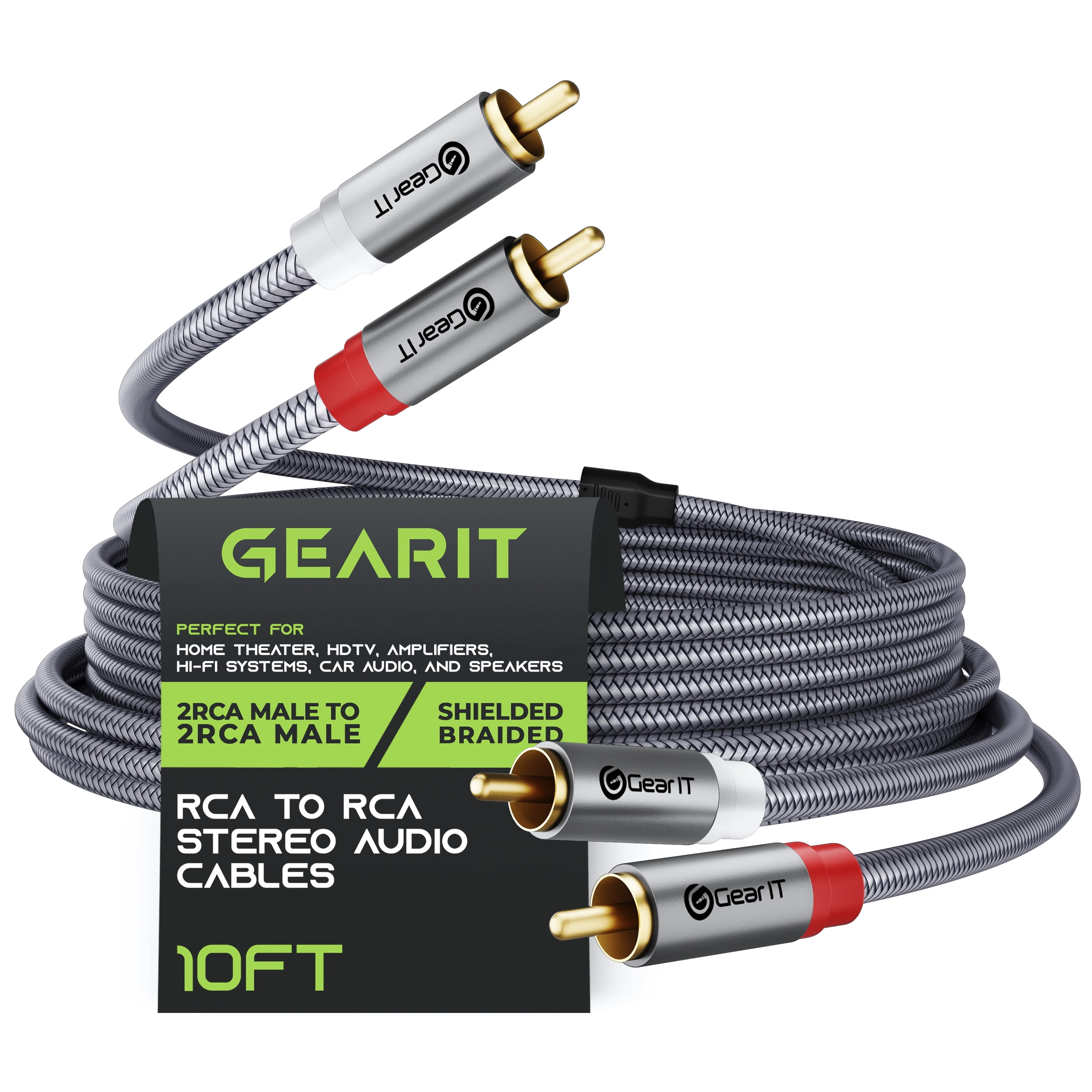 GearIT RCA Cable (10FT) 2RCA Male to 2RCA Male Stereo Audio Cables ...