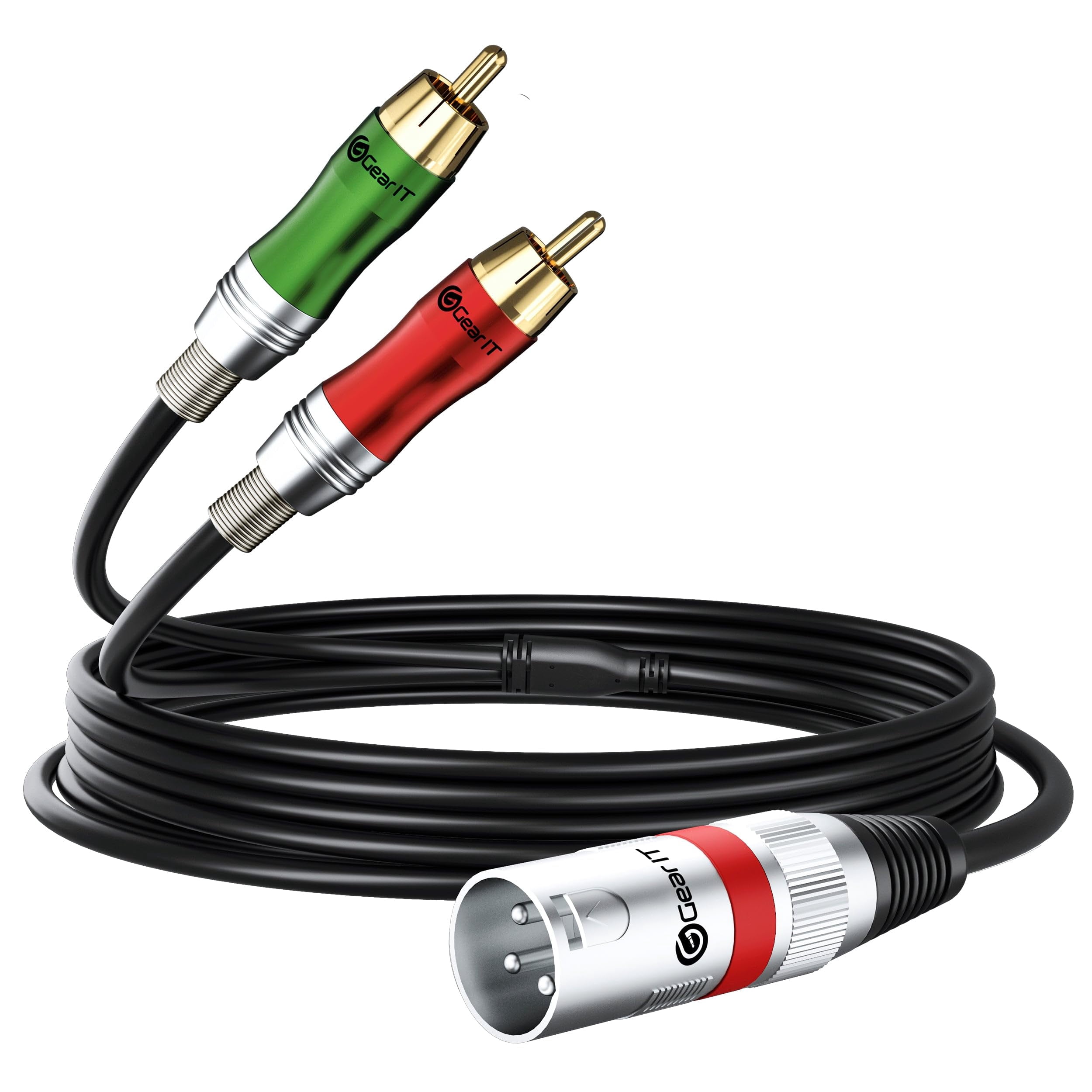 GEARit XLR Male to 2 RCA Male Y-Splitter Cable (6.6ft) Dual 2 RCA to 1 ...