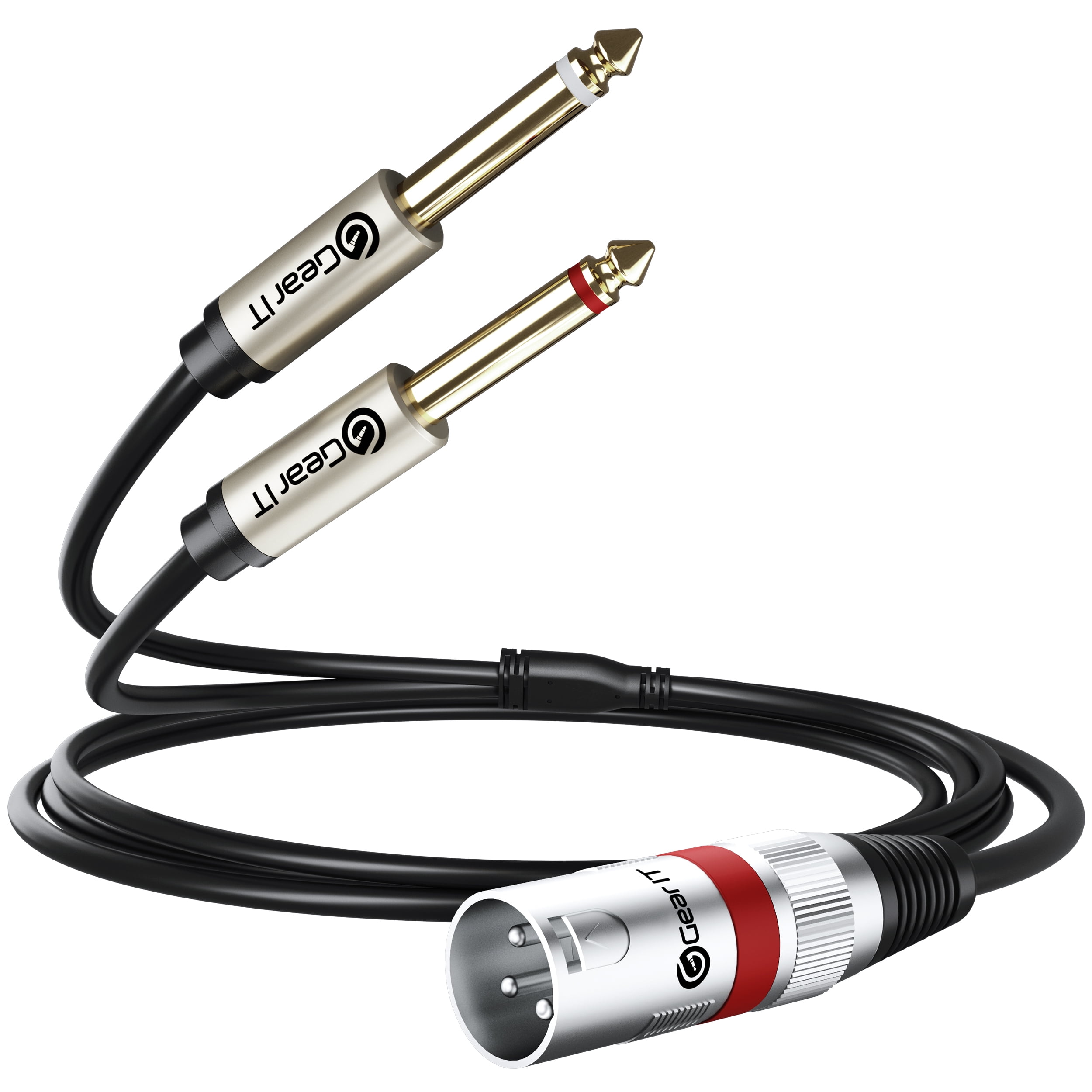 GearIT XLR Male to Dual 1/4 inch Cable (3.3ft) Y-Cable Splitter Adapter ...