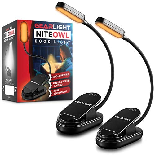 GearLight, NiteOwl Rechargeable Book Light, 2 Pack, Black - Walmart.com