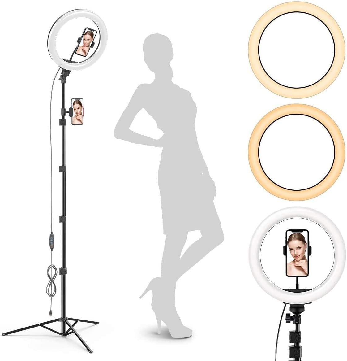 GearLight Ring Light - 10" Selfie Tripod Stand with LED Lights, Dual ...
