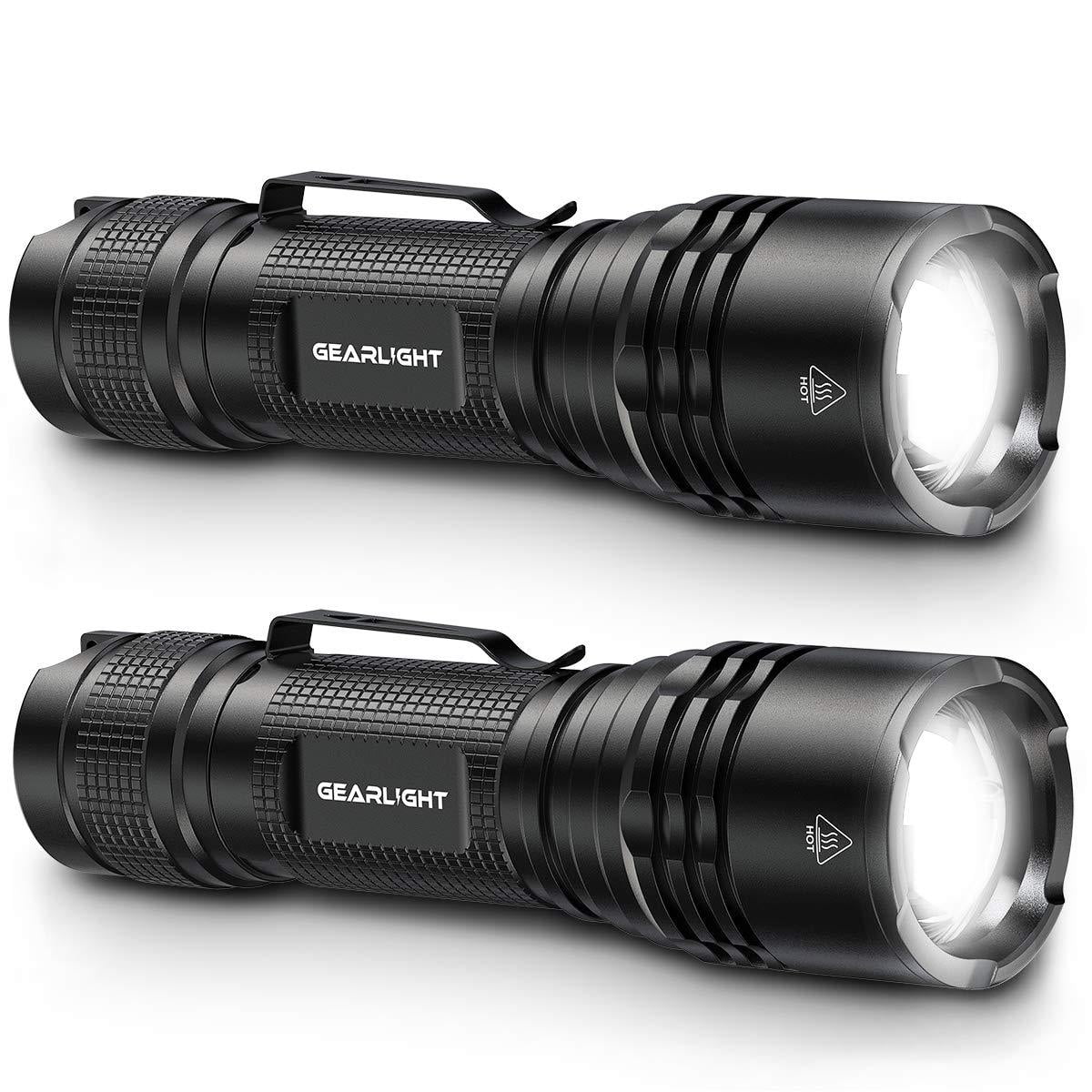 GearLight TAC LED Tactical Flashlight [2 PACK] - High Lumen, Zoomable ...