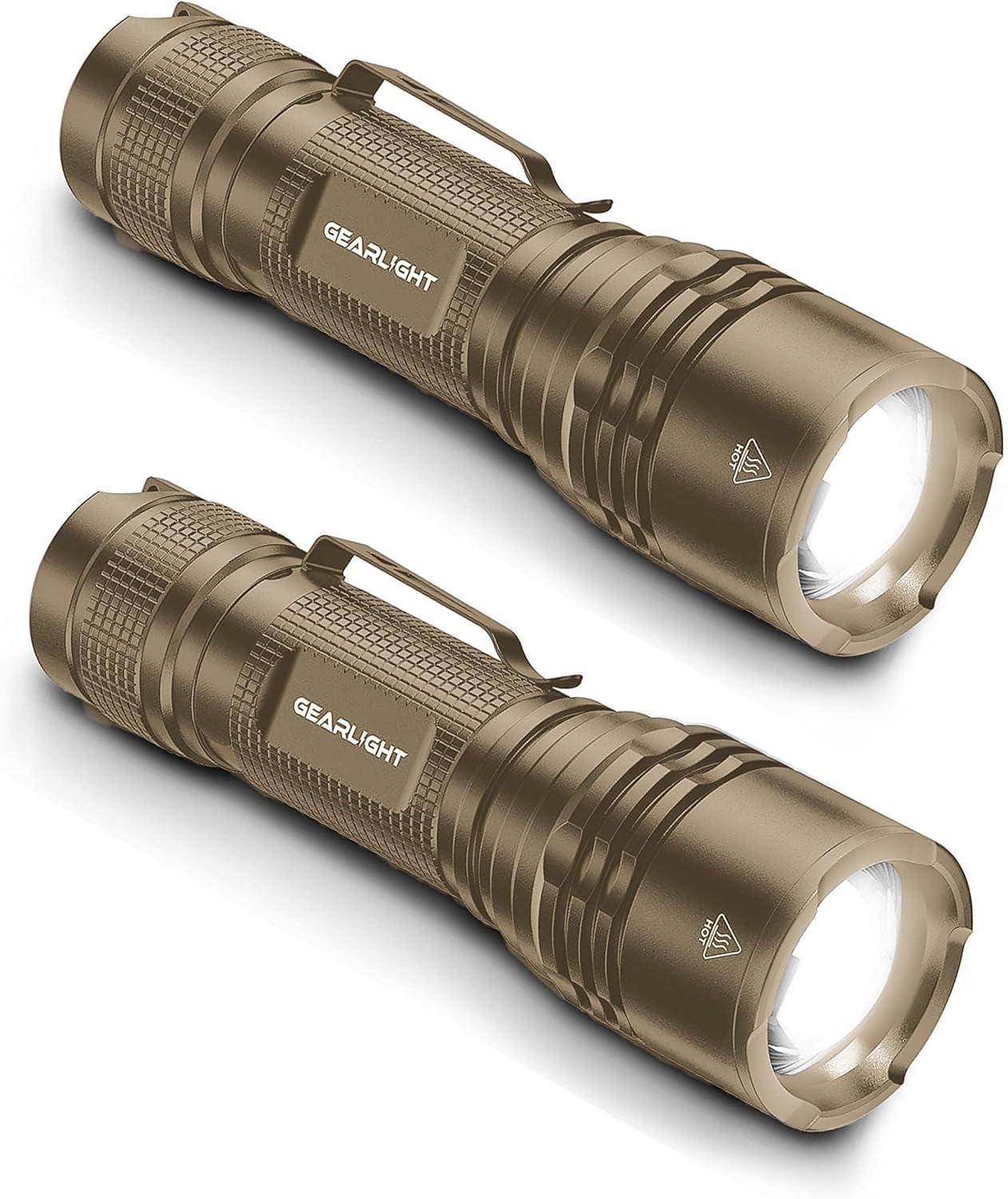 GearLight TAC LED Flashlight Pack - 2 Super Bright, Compact Tactical ...