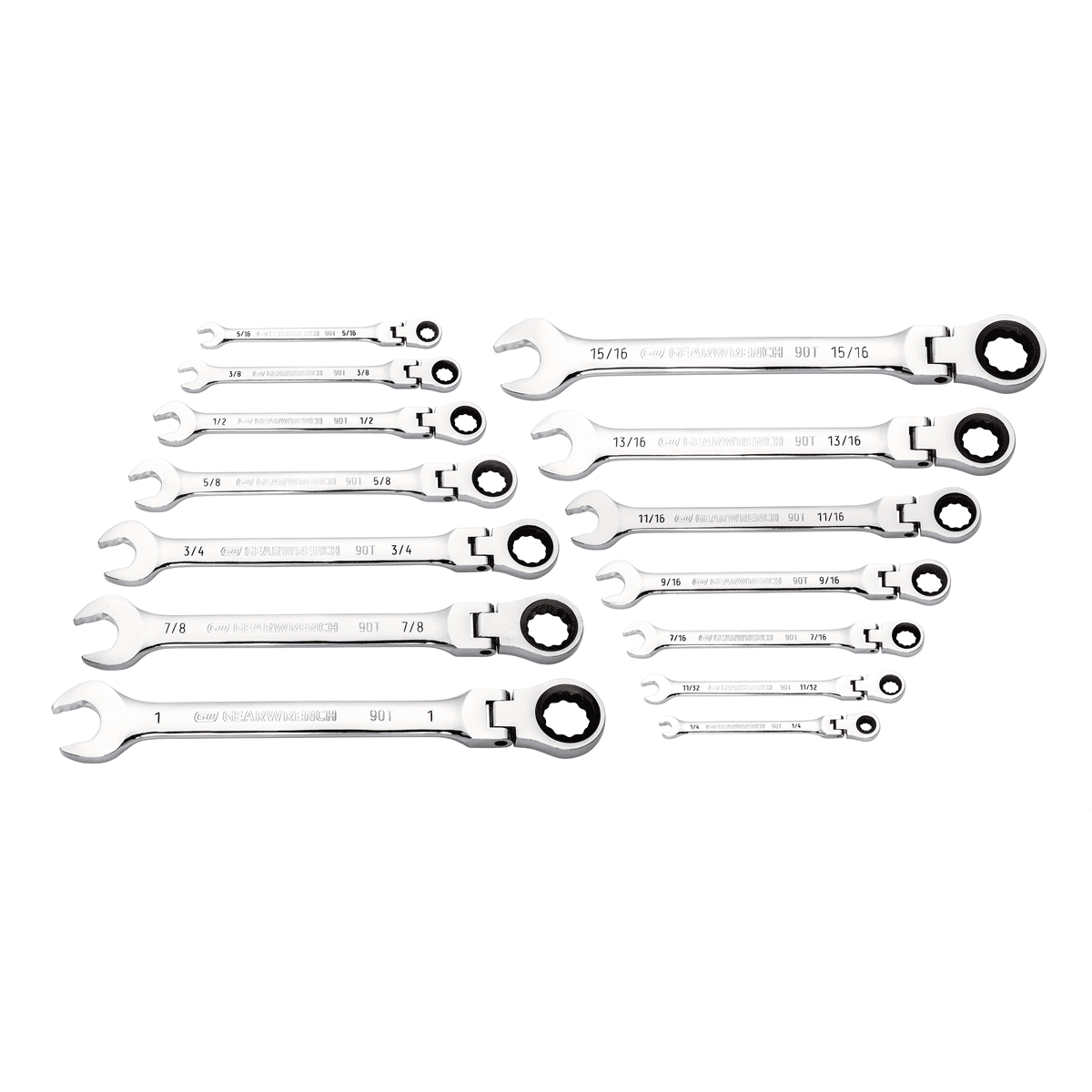 GearWrench 14 Pc 90T 12 PT SAE Flex Combi Ratchet Wrench Set - Walmart.com
