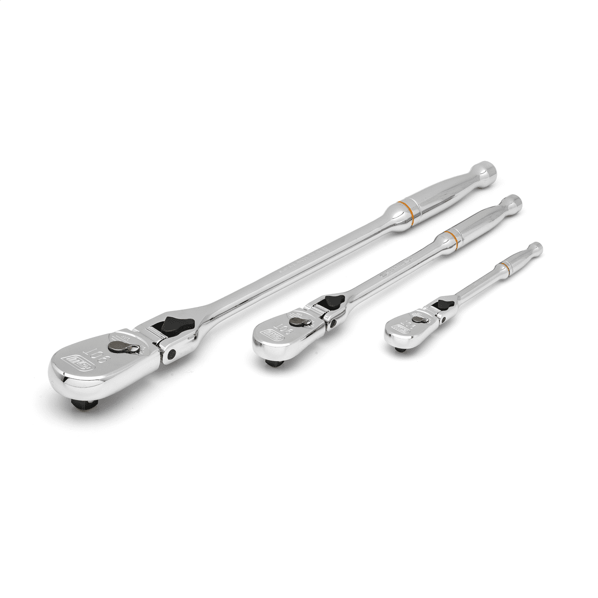 GEARWRENCH 90T Locking Flex Head Ratchet Set, 3 Pc., 4° Swing Arc, 9 ...