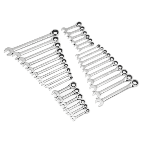 GearWrench 70032 - Chrome Ratcheting Wrench Set, 32 pc., Metric and SAE ...