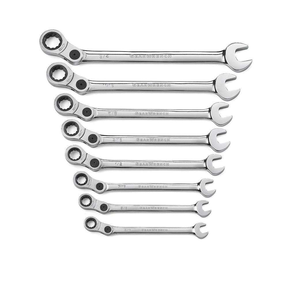 GearWrench 8-Piece SAE Indexing Combination Ratcheting Wrench Set, Home ...