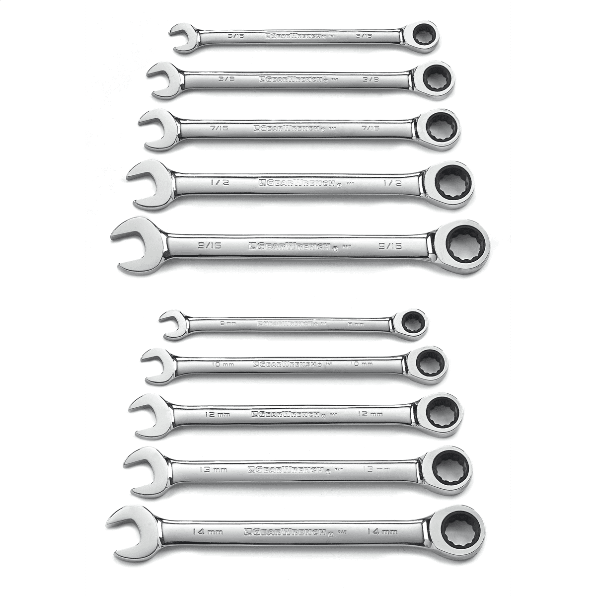 GearWrench 9418 10 Piece SAE/Metric Combination GearWrench Set ...