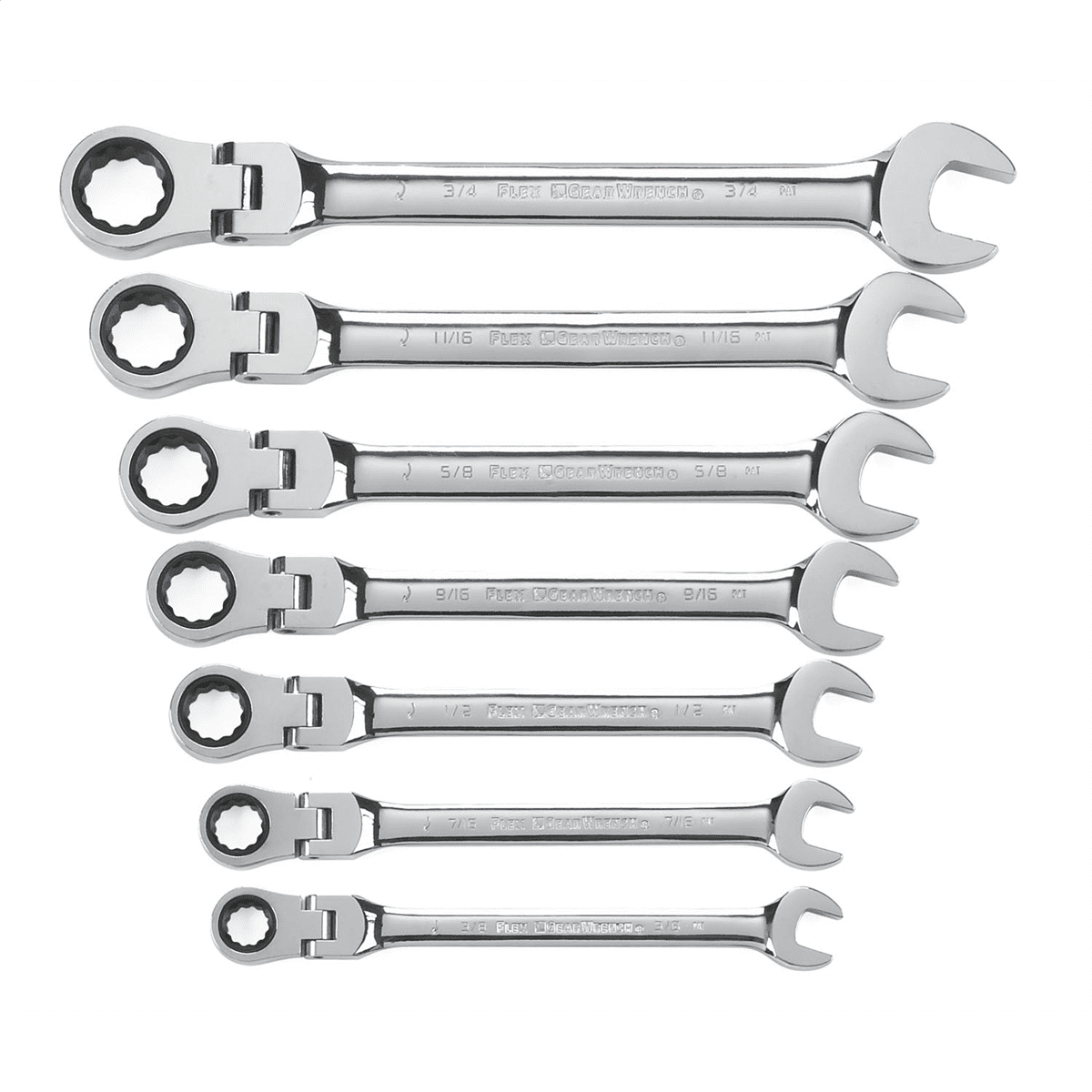GearWrench 9700 7 Piece SAE Flex Head Combination GearWrench Set ...