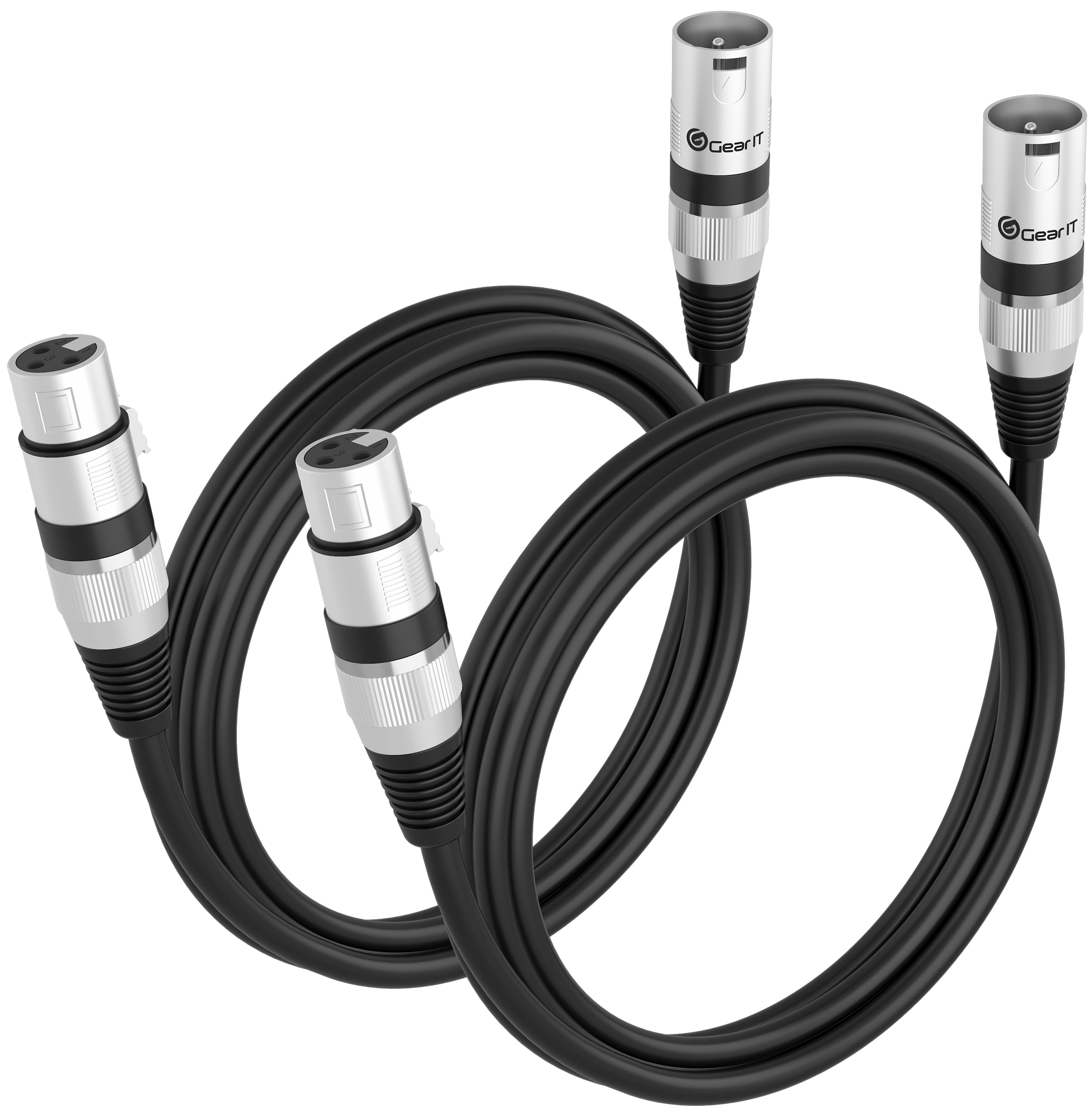 Gearit XLR to XLR Microphone Cable (6 Feet, 2-Pack) XLR Male to Female ...