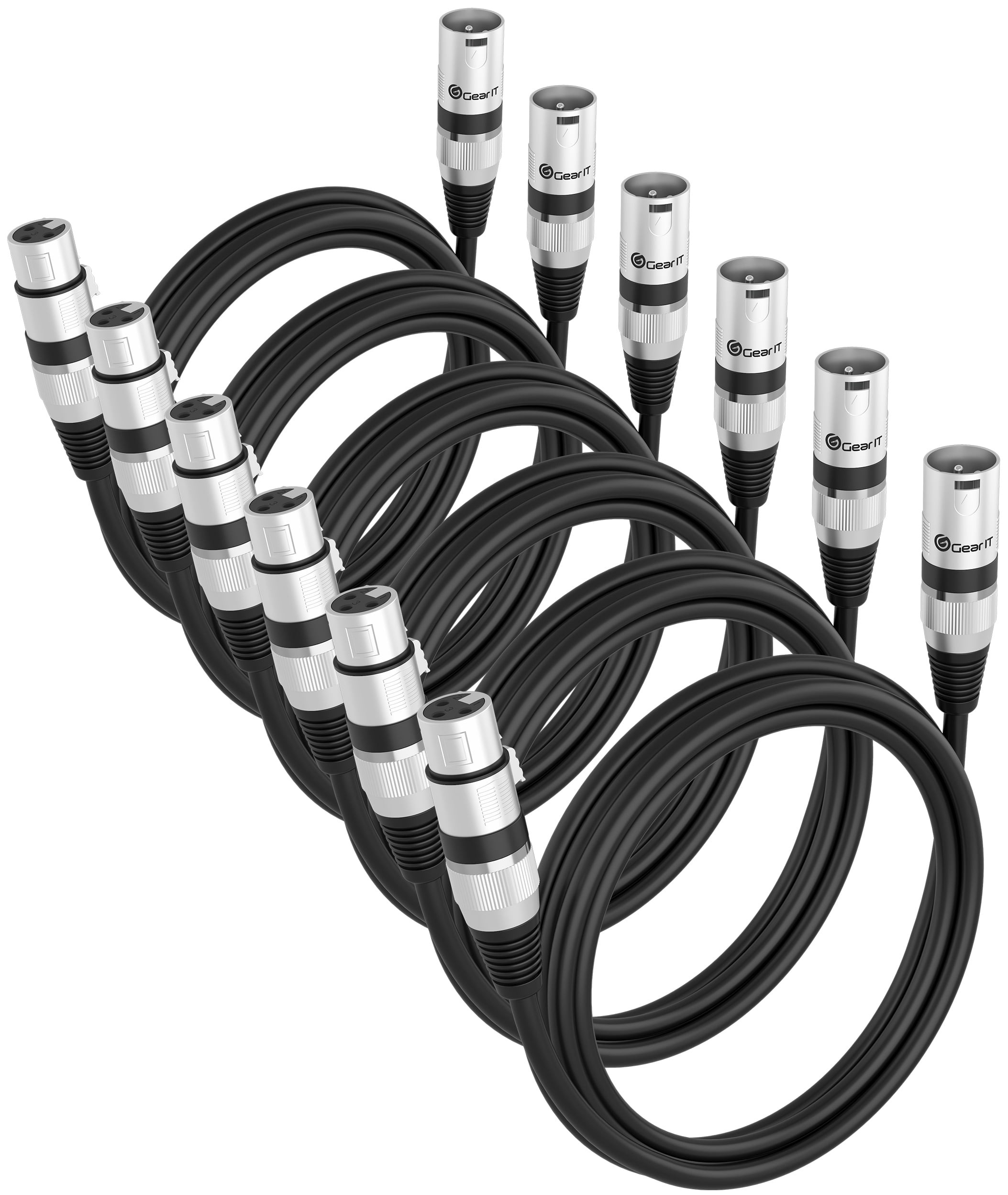Gearit XLR to XLR Microphone Cable (6 Feet, 6-Pack) XLR Male to Female ...