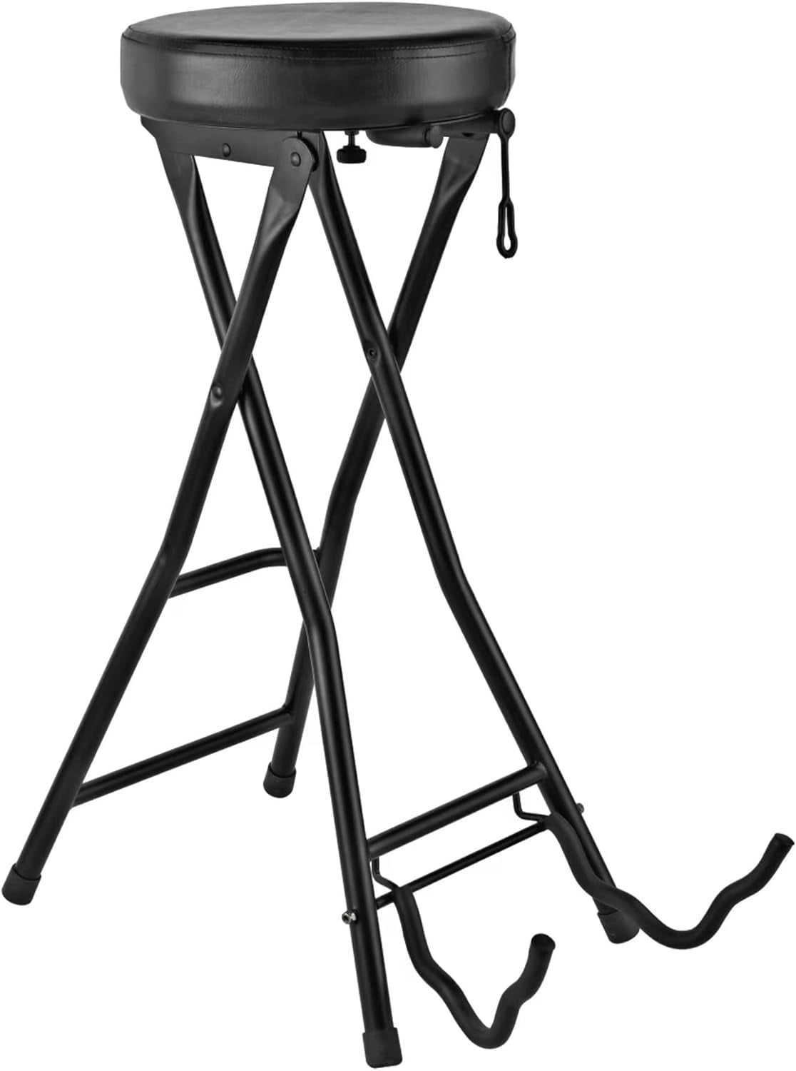 Gearlux Foldable Guitar Stool with Padded Seat, Built-in Guitar Stand ...