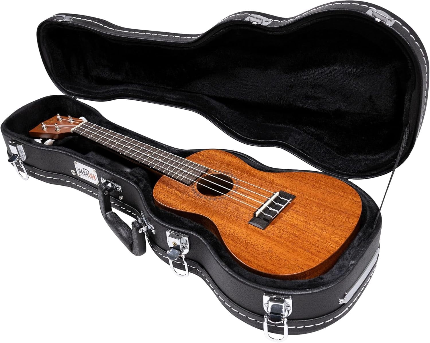Gearlux Wooden Tenor Ukulele Case with Exterior Lock and Key, PVC ...