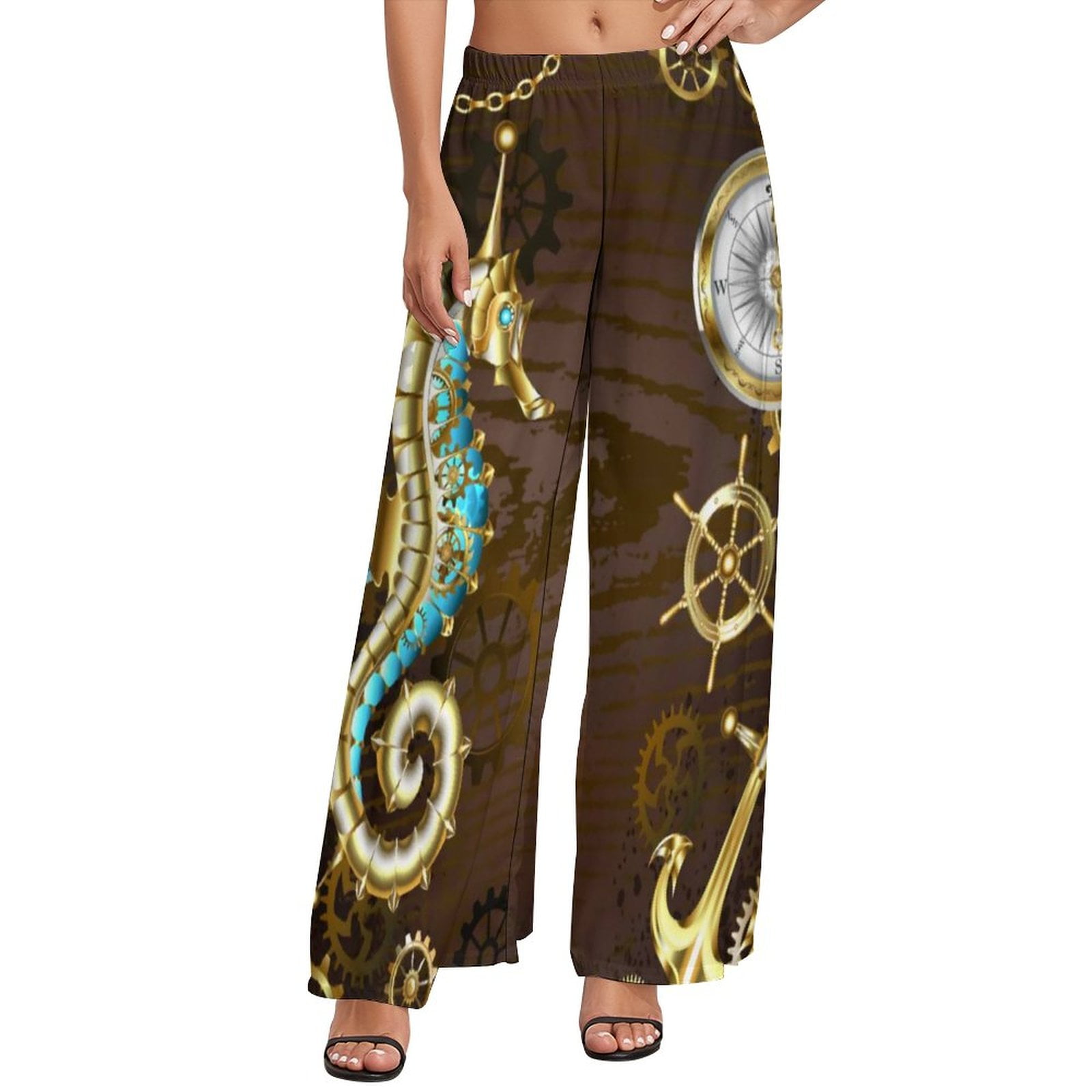 Gears Steampunk Pants Elastic Waist Steam Punk Neck Gator Clock Elegant ...