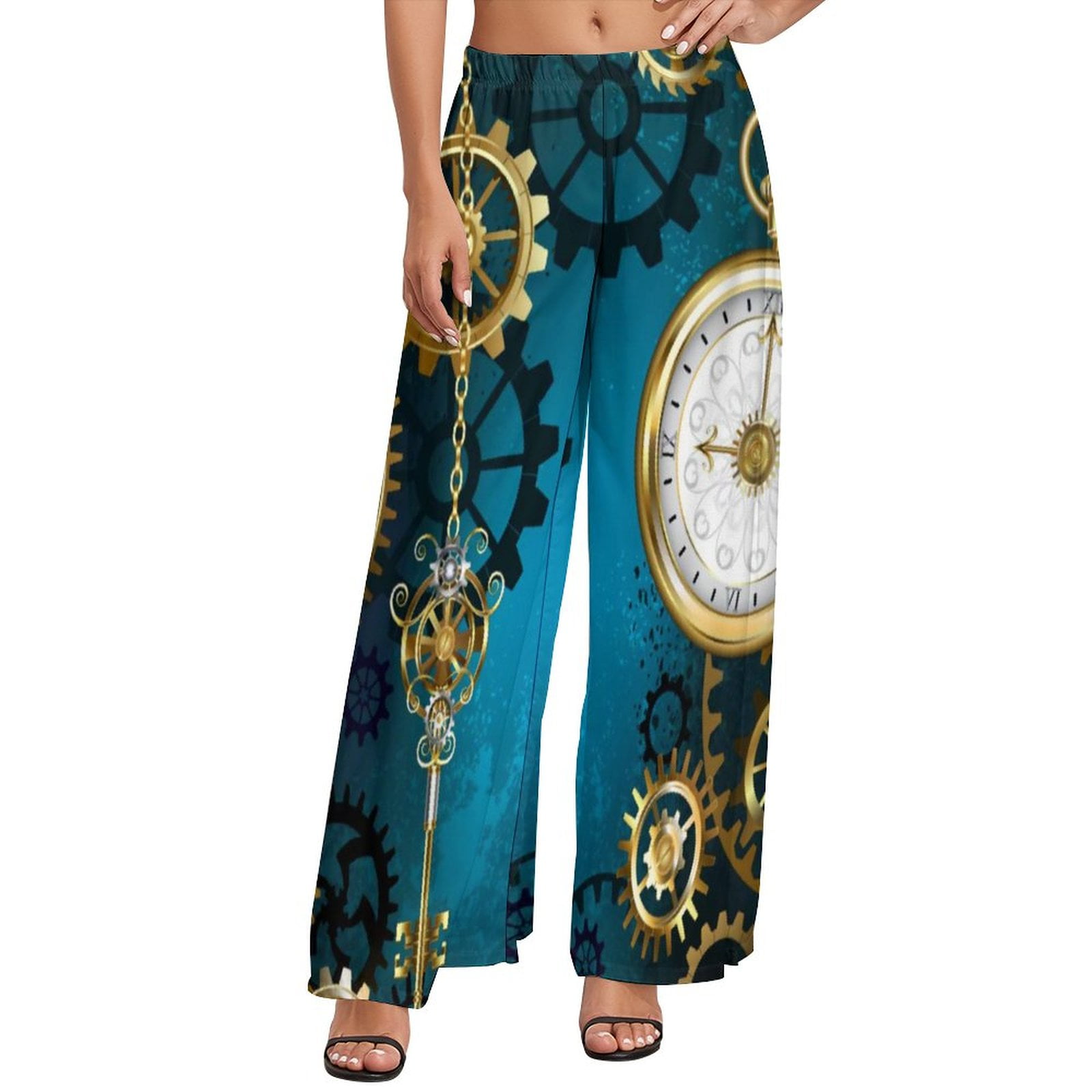 Gears Steampunk Pants Elastic Waist Steam Punk Neck Gator Clock Elegant ...