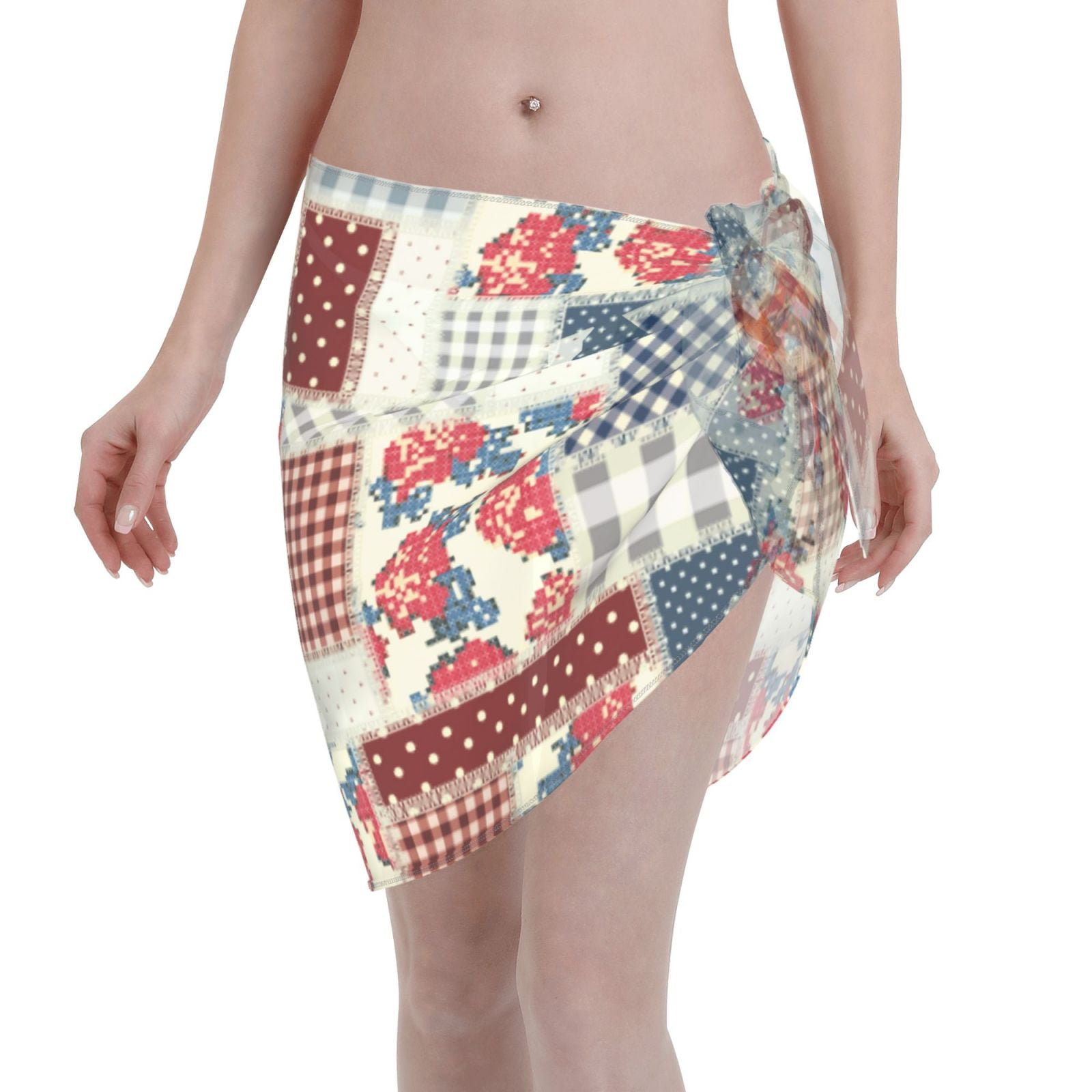 Geaub Patchwork In Country Style Women's Short Wrap Skirt, Beach Sun ...
