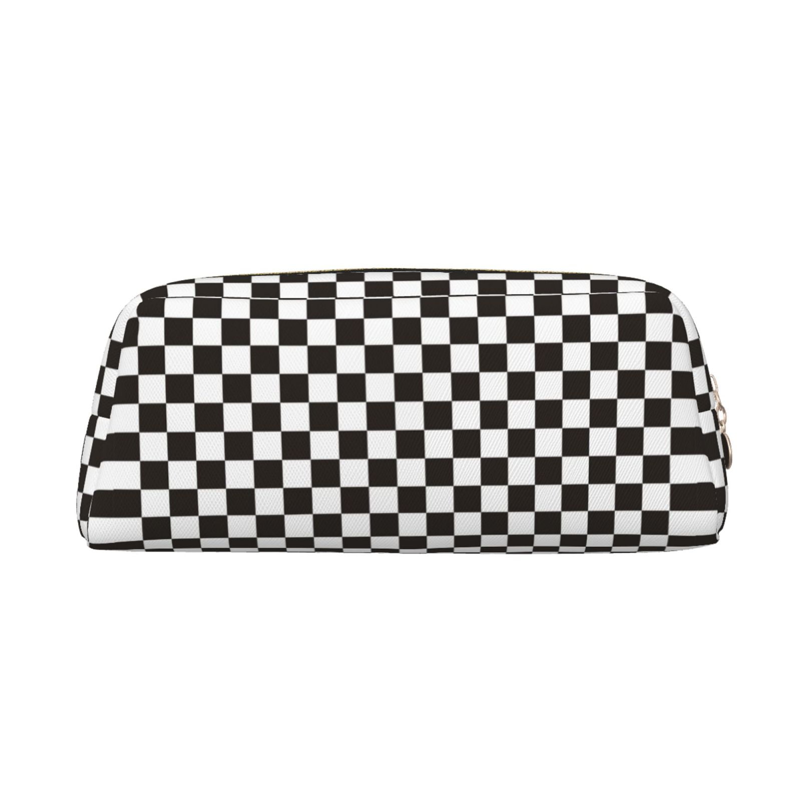 Geaub black and white checkerboard versatile leather pencil case ...