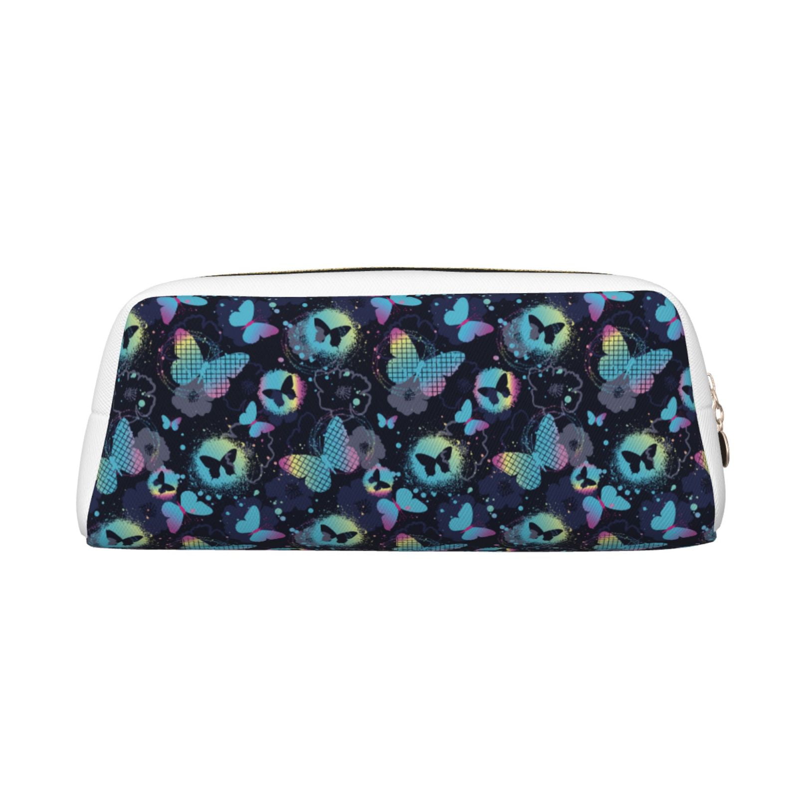 Geaub blue butterfly versatile leather pencil case - spacious, durable ...