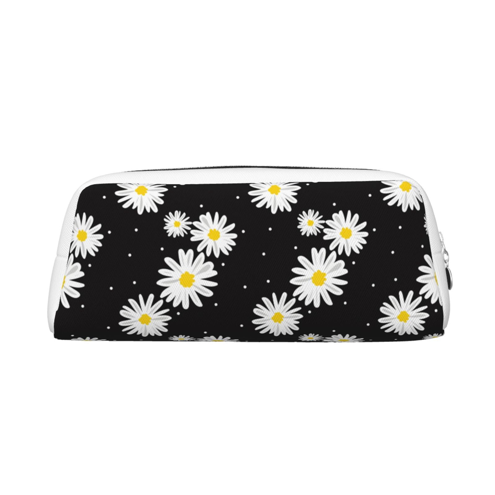 Geaub daisies flowers versatile leather pencil case - spacious, durable ...