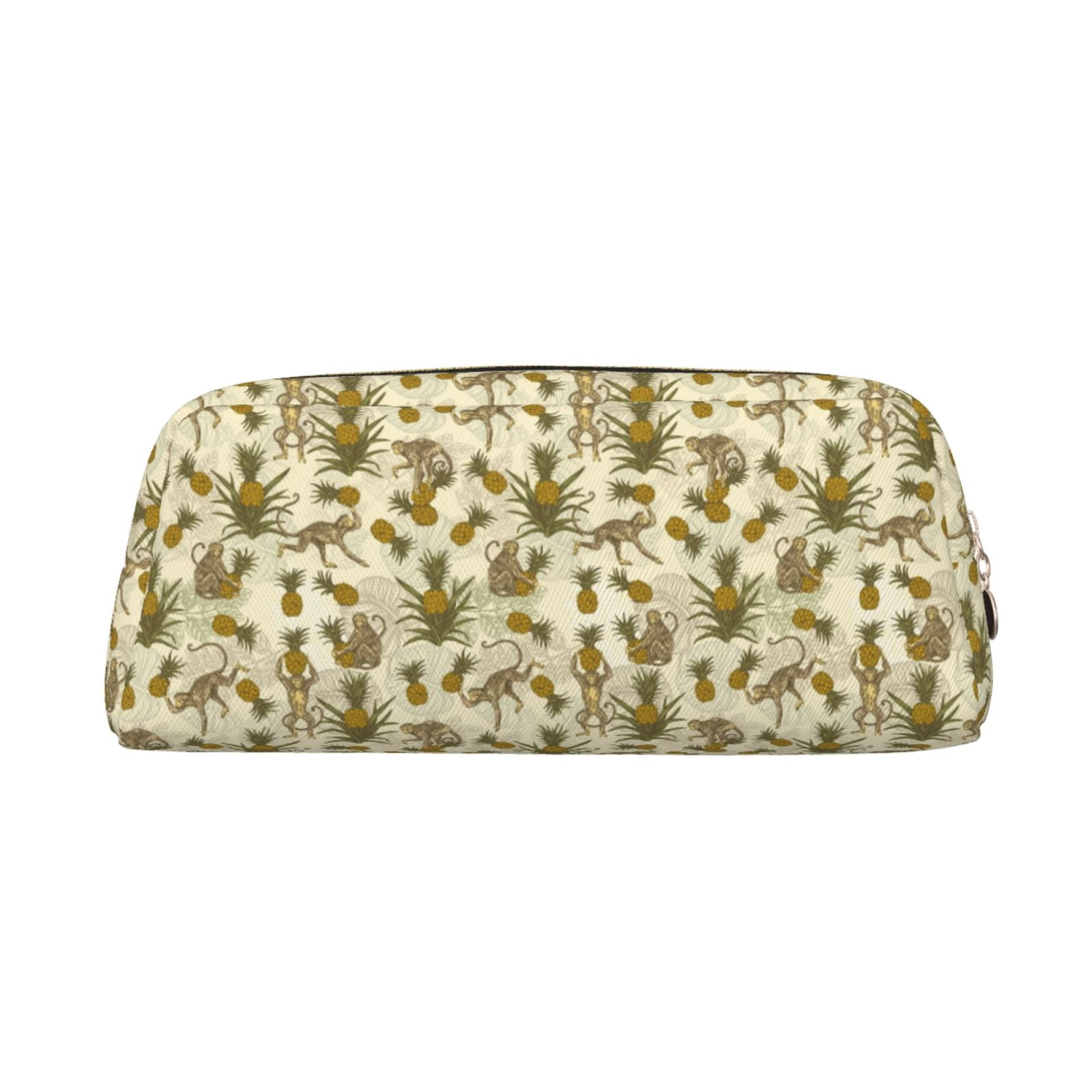 Geaub monkeys and pinealpples versatile leather pencil case - spacious ...