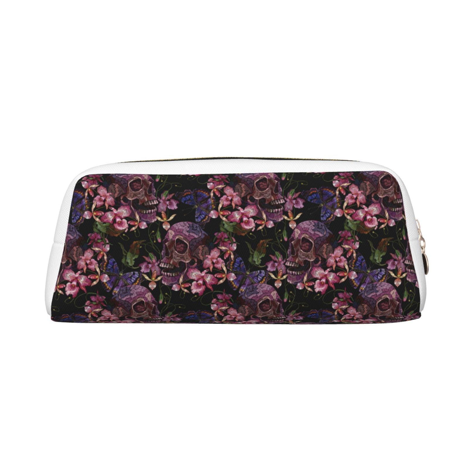 Geaub orchids flowers versatile leather pencil case - spacious, durable ...