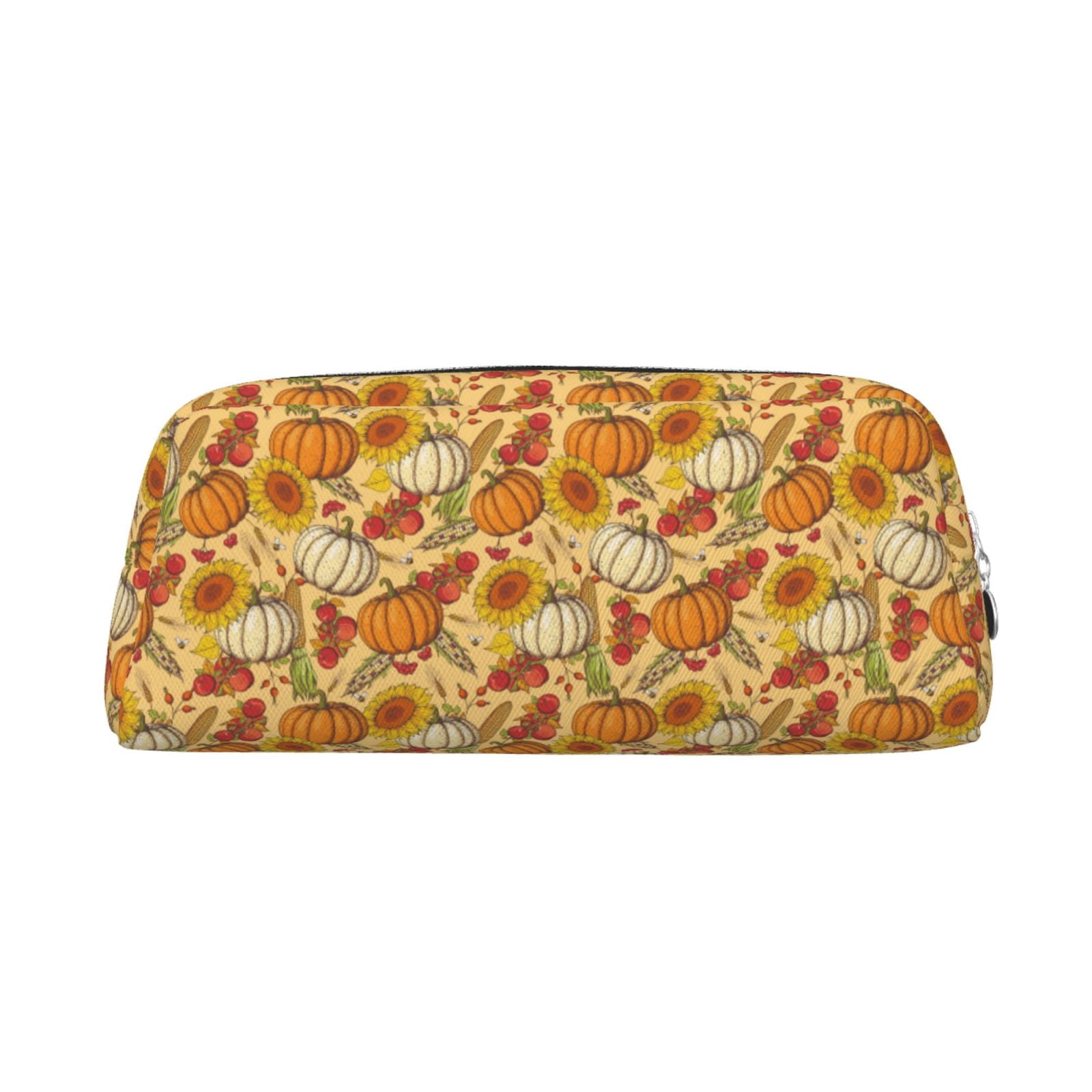 Geaub pumpkin and sunflower versatile leather pencil case - spacious ...