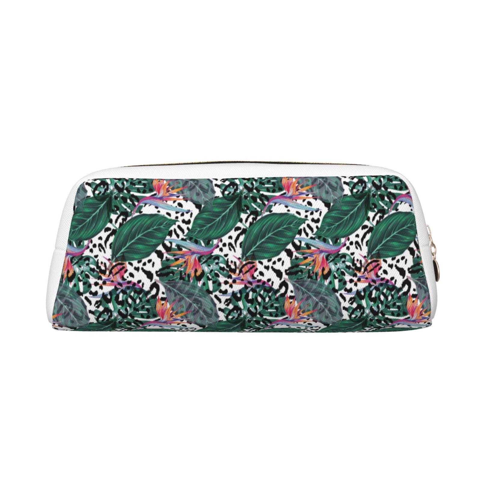 Geaub tropical leaves versatile leather pencil case - spacious, durable ...