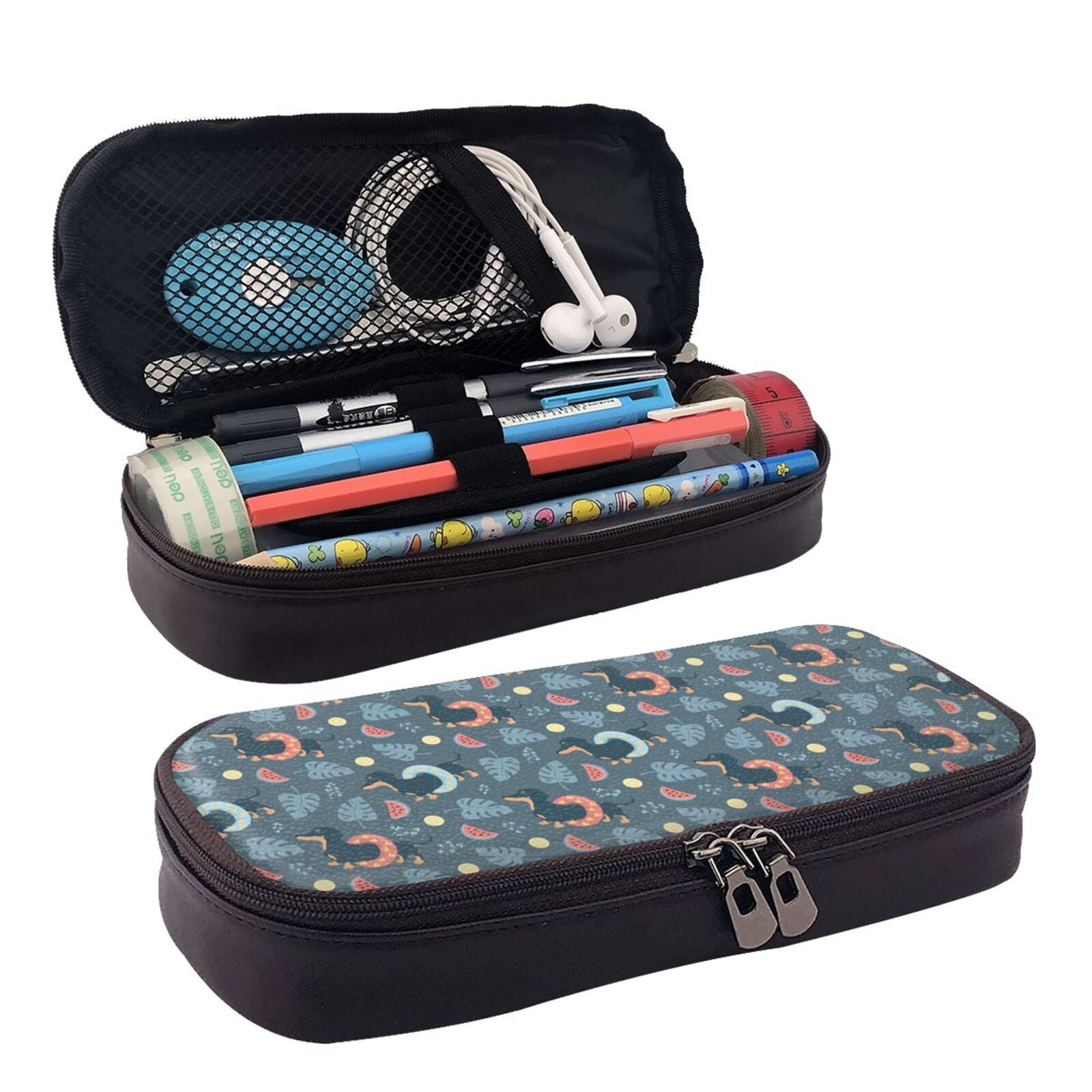 Geaub watermelons dachshunds large capacity pencil case - dual zipper ...