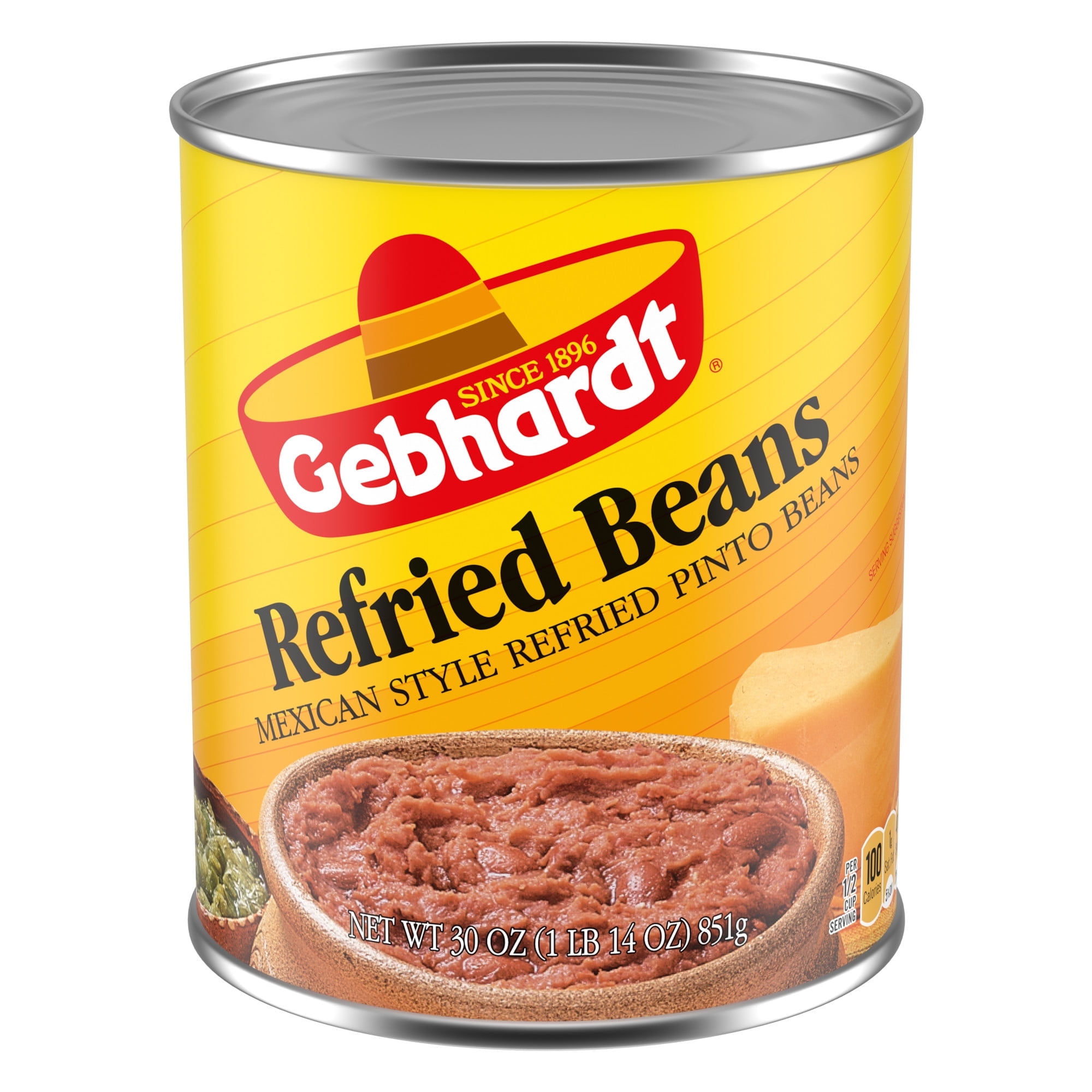 Gebhardt Tex-Mex Style Refried Beans, Bold Flavor, 0 Trans Fat, 30 oz ...
