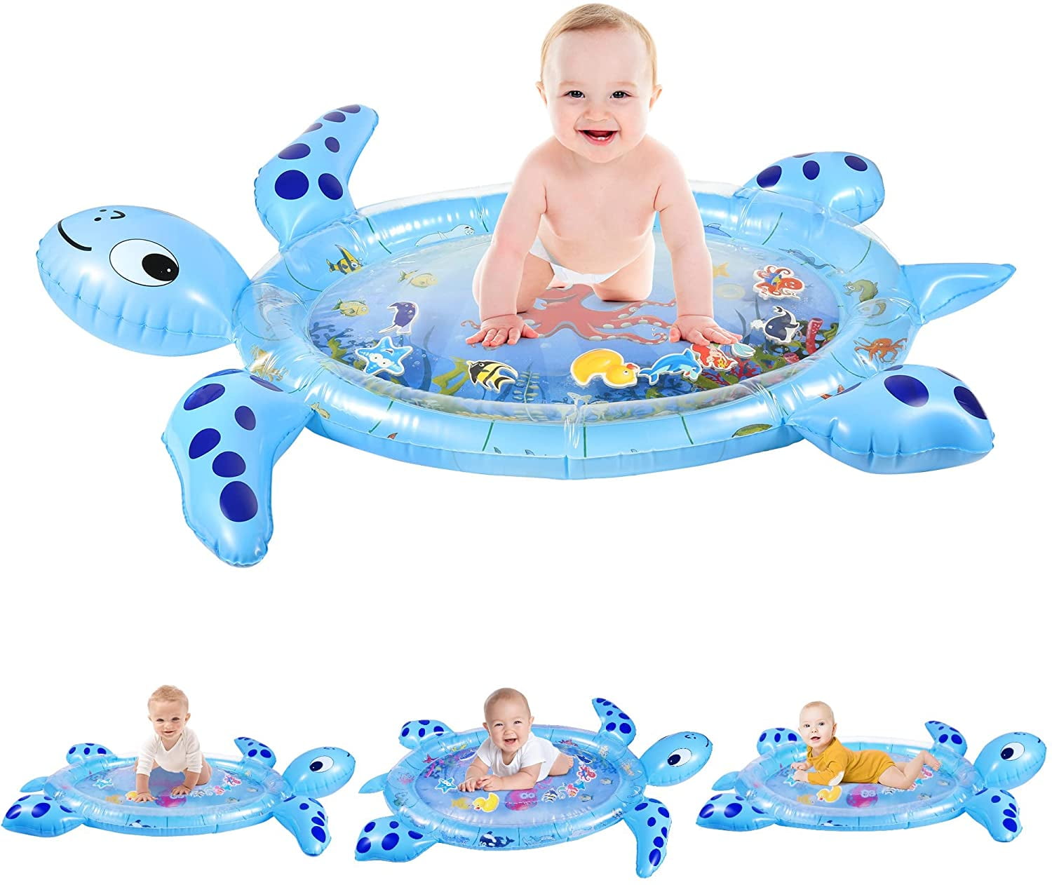 Gebra Inflatable Tummy Time Water Mat Sea Turtle Shape Infants ...