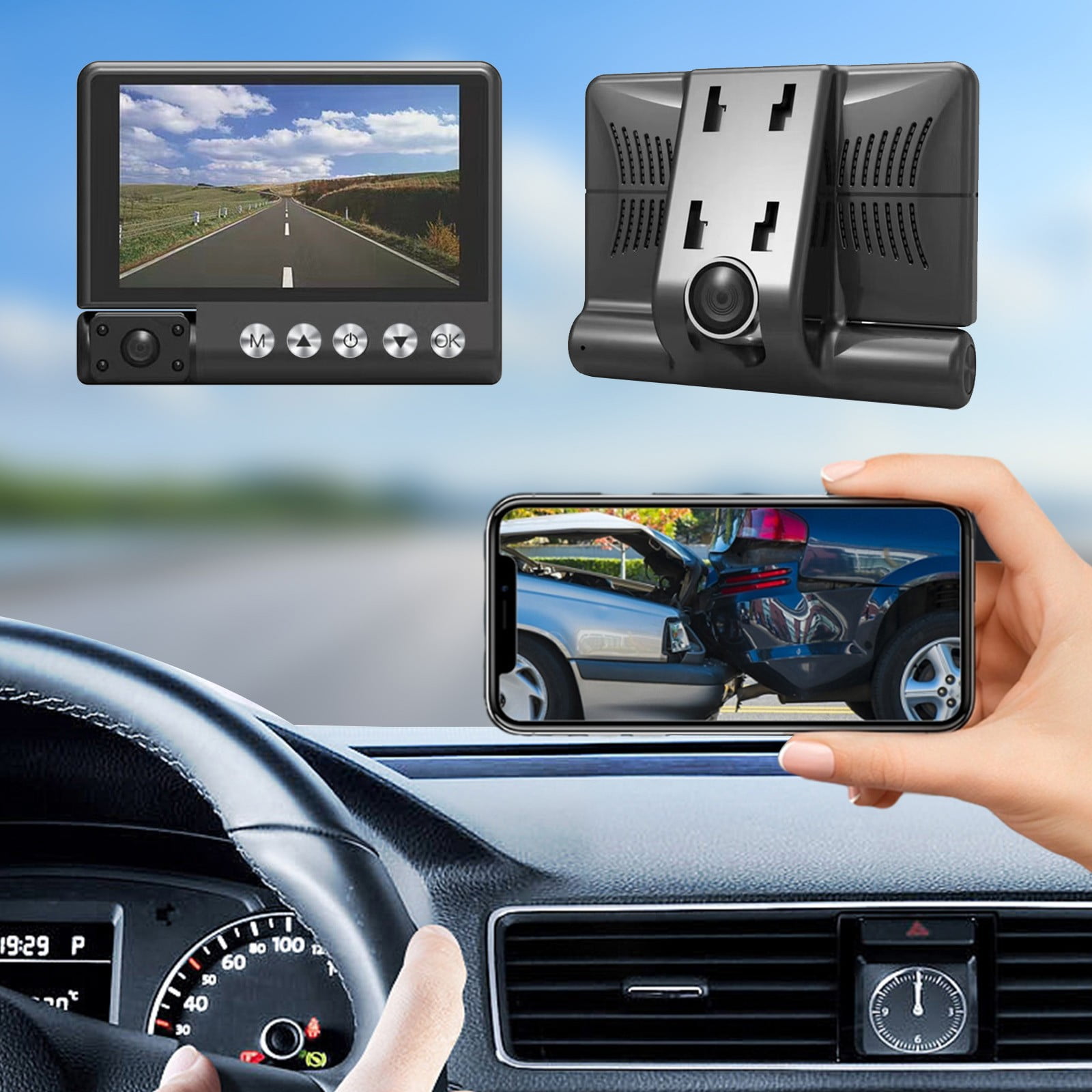 Gecau Dash Cam Front Dash Cam Front And Inside Driving Recorder Driving ...
