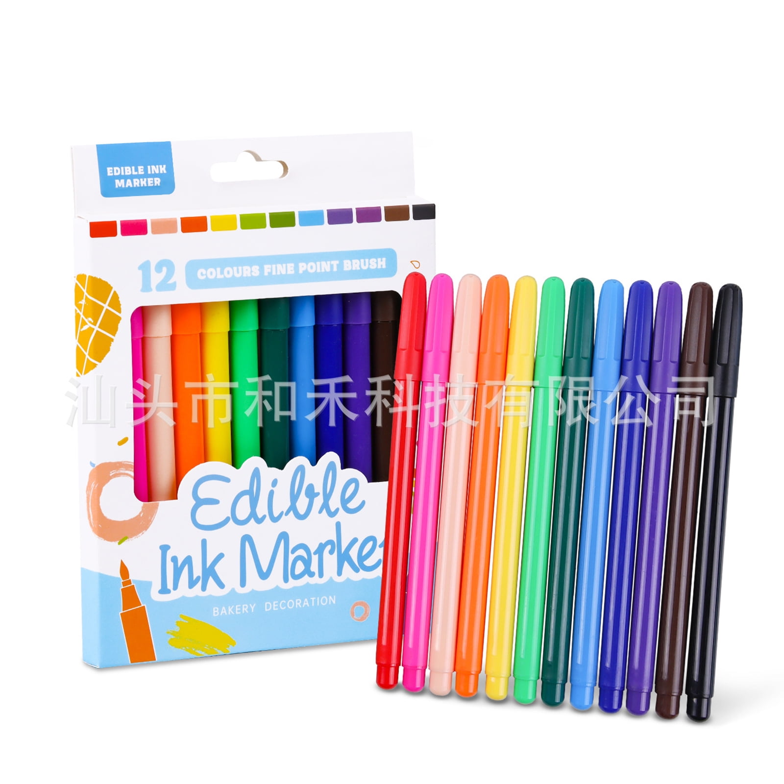 Gecheer 12-Color Edible Baking Pigment Pen Set Food-Grade Fondant ...