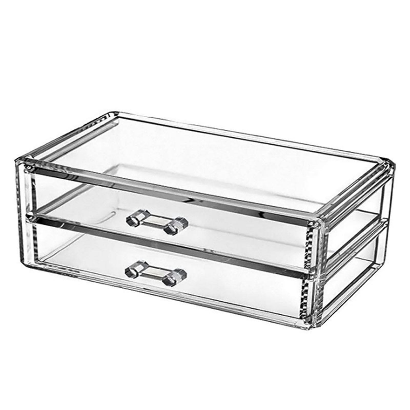 Gecheer 2 Drawer Transparent Acrylic Makeup Storage Box Desk Jewelry ...