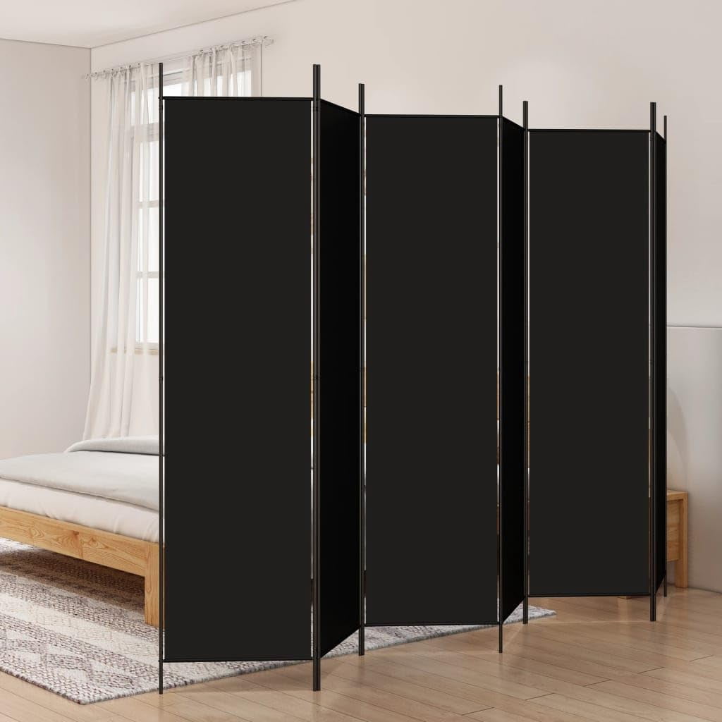 Gecheer 6-Panel Room Divider Black 118.1"x78.7" Fabric, Folding Privacy ...