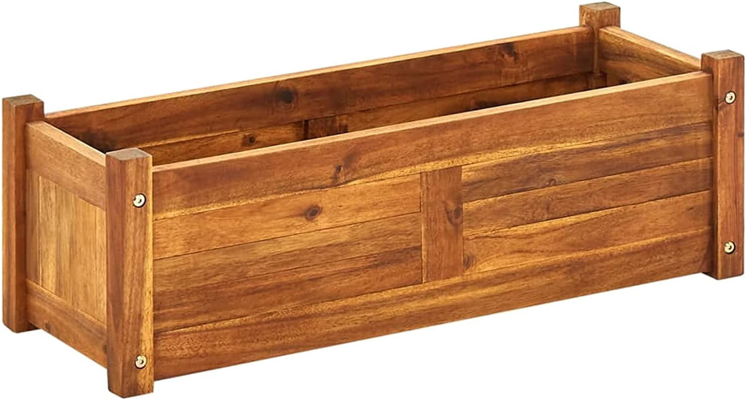 Gecheer Garden Raised Bed Acacia Wood 29.9"x10.9"x9.8", Wooden Fence ...