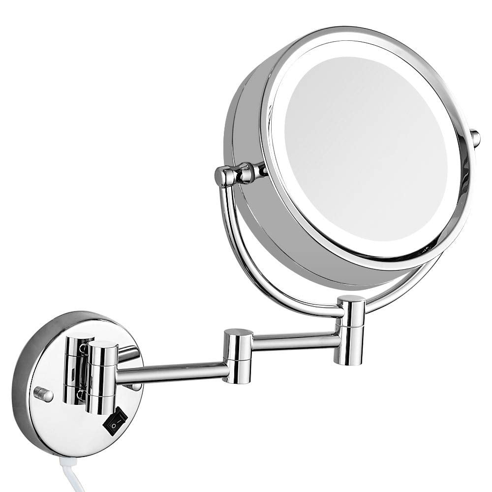 Gecious Wall Mount Makeup Mirror with Light LED Lighted 10X ...