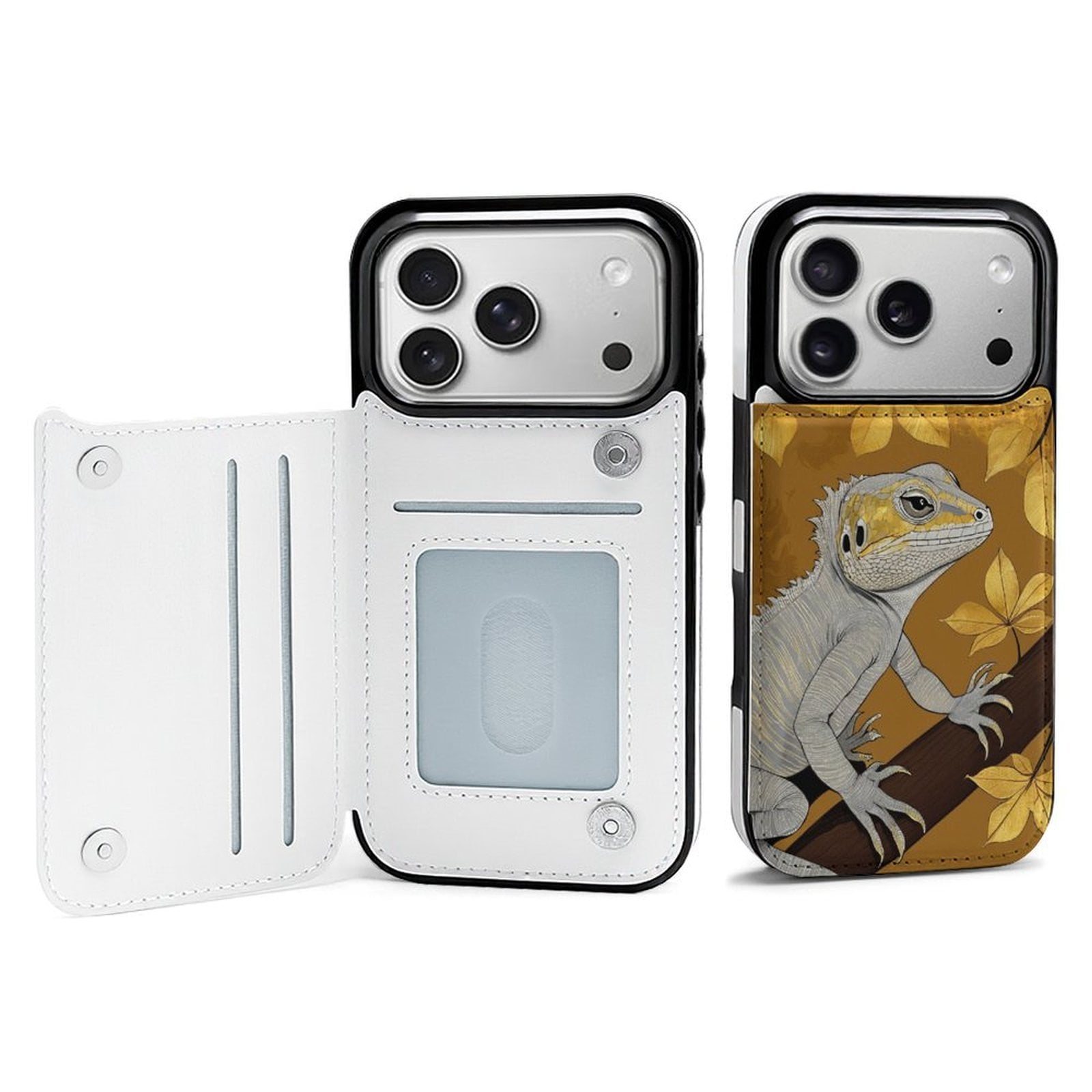 Gecko Art Print Leather Wallet Case for iPhone 17 Pro Max Wallet Case ...