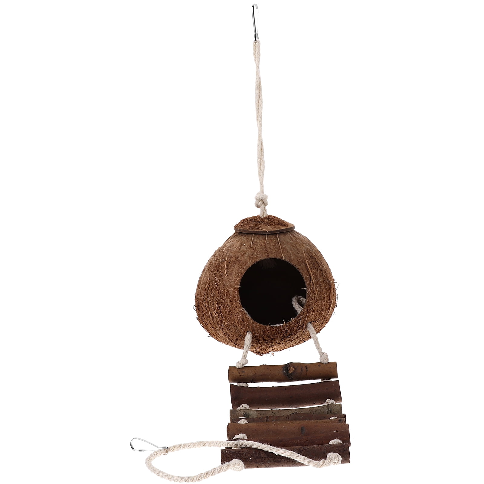 Gecko Coconut Hide Hermit Cave Habitat with Ladder Hanging Ring Shell ...