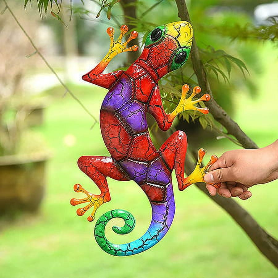 Gecko Figurine - Outdoor Metal Hanging Gecko Wall Art Ornaments, Lizard ...