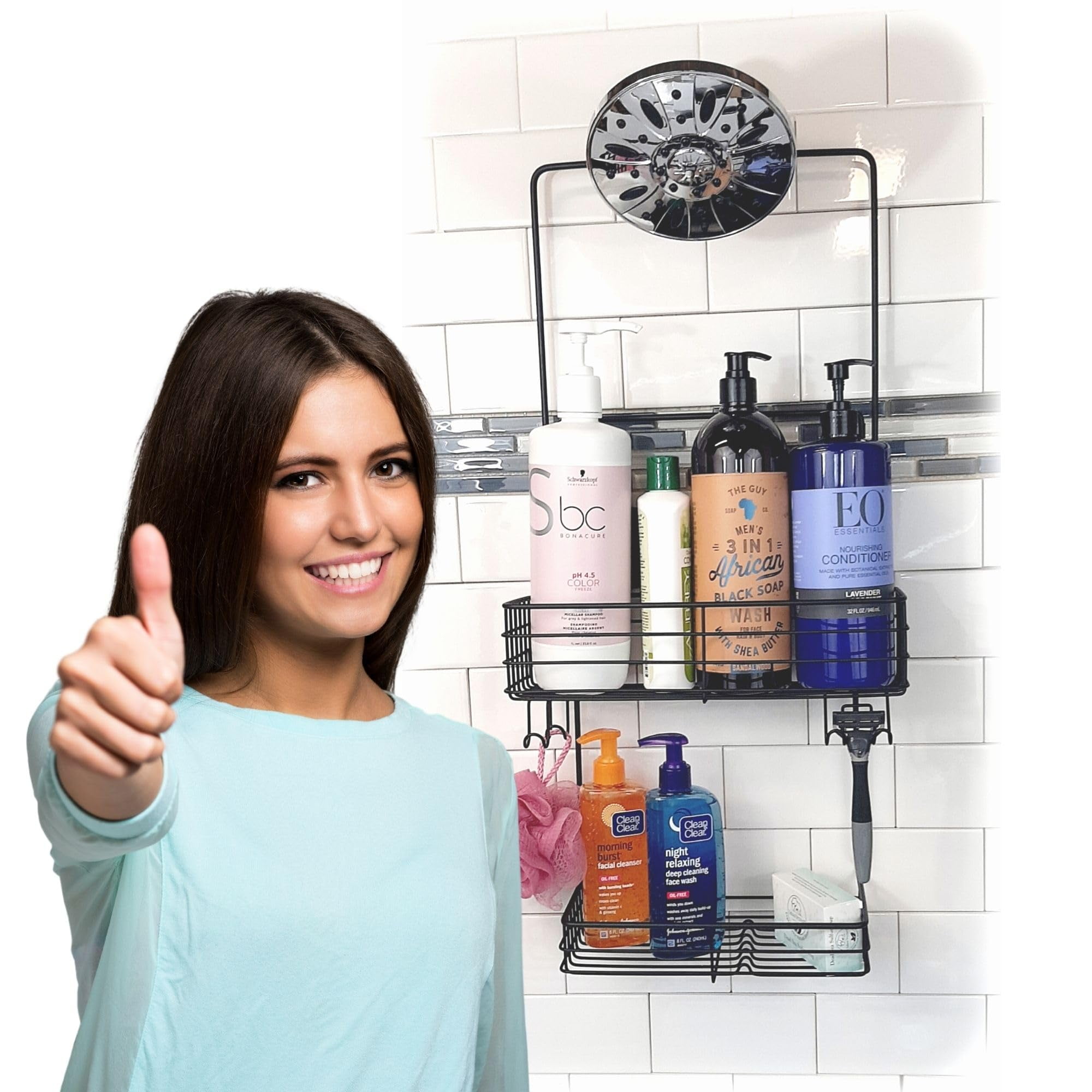 Gecko-Loc Extra Long Wide Adjustable Length over the showerhead hanging ...