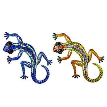 Liffy Metal Gecko Wall Decor Large 2 Pack, Outdoor Lizard Wall Art for ...