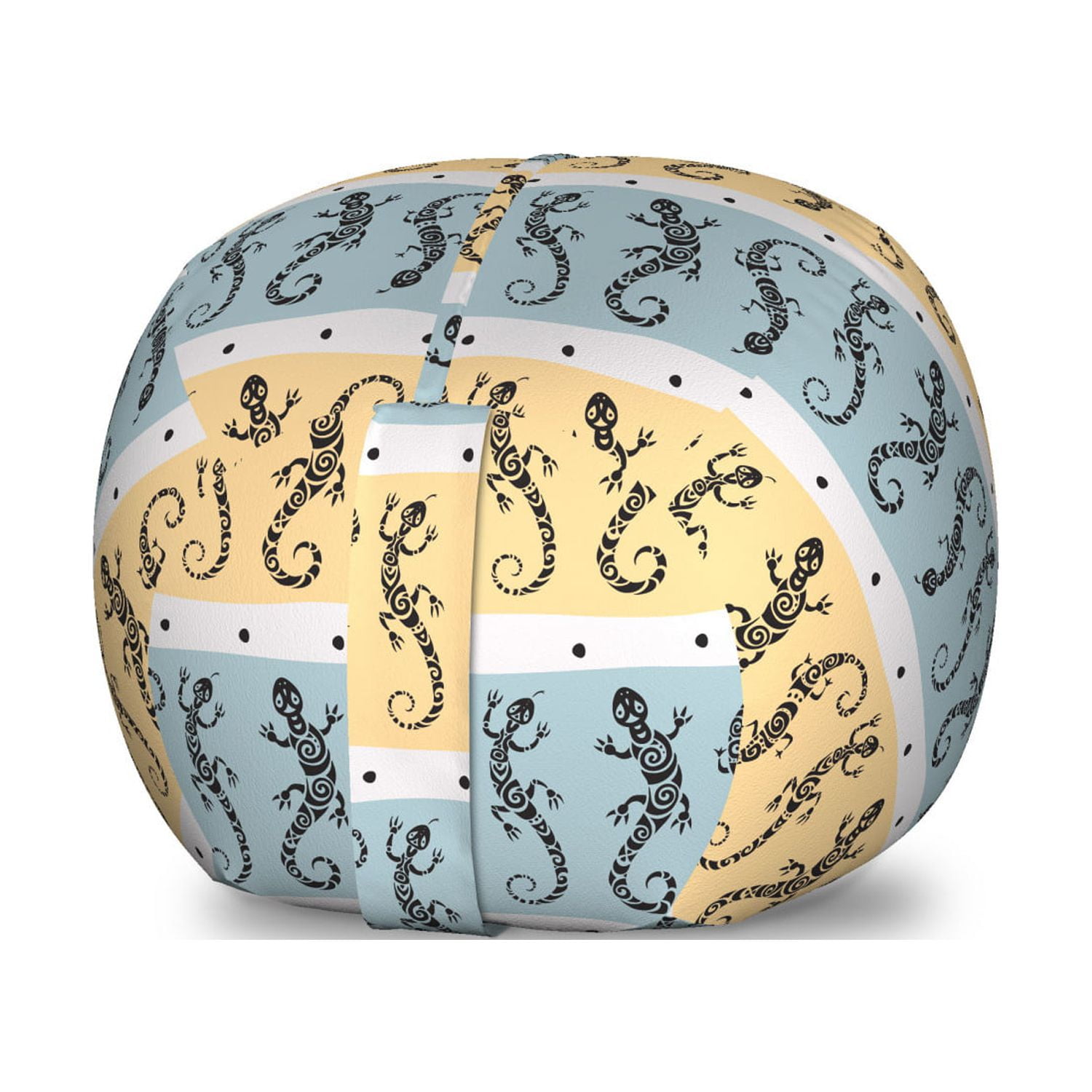 Gecko Storage Toy Bag Chair, Silhouettes of Lizards with Swirls and ...