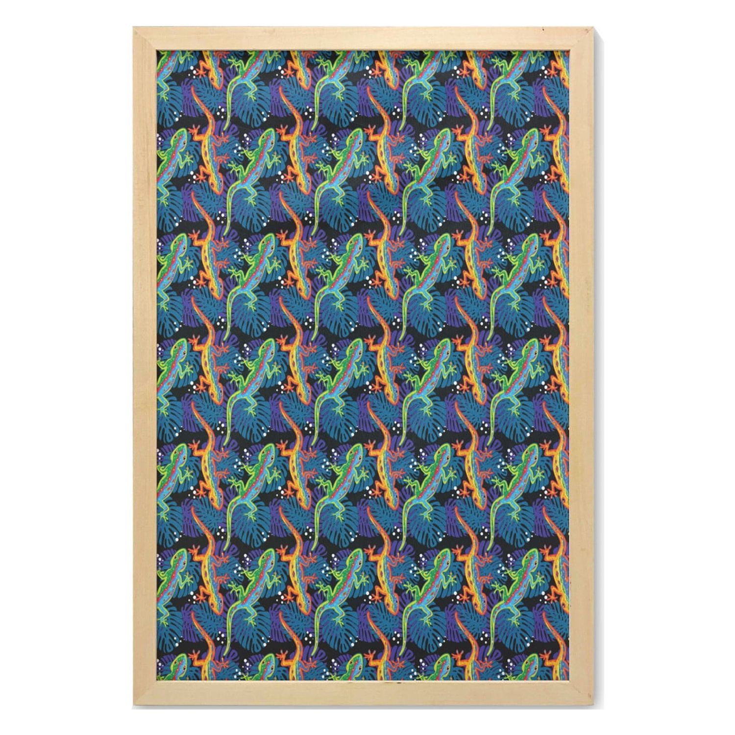 Gecko Wall Art with Frame, Exotic Colorful Lizards on Monstera Leaves ...