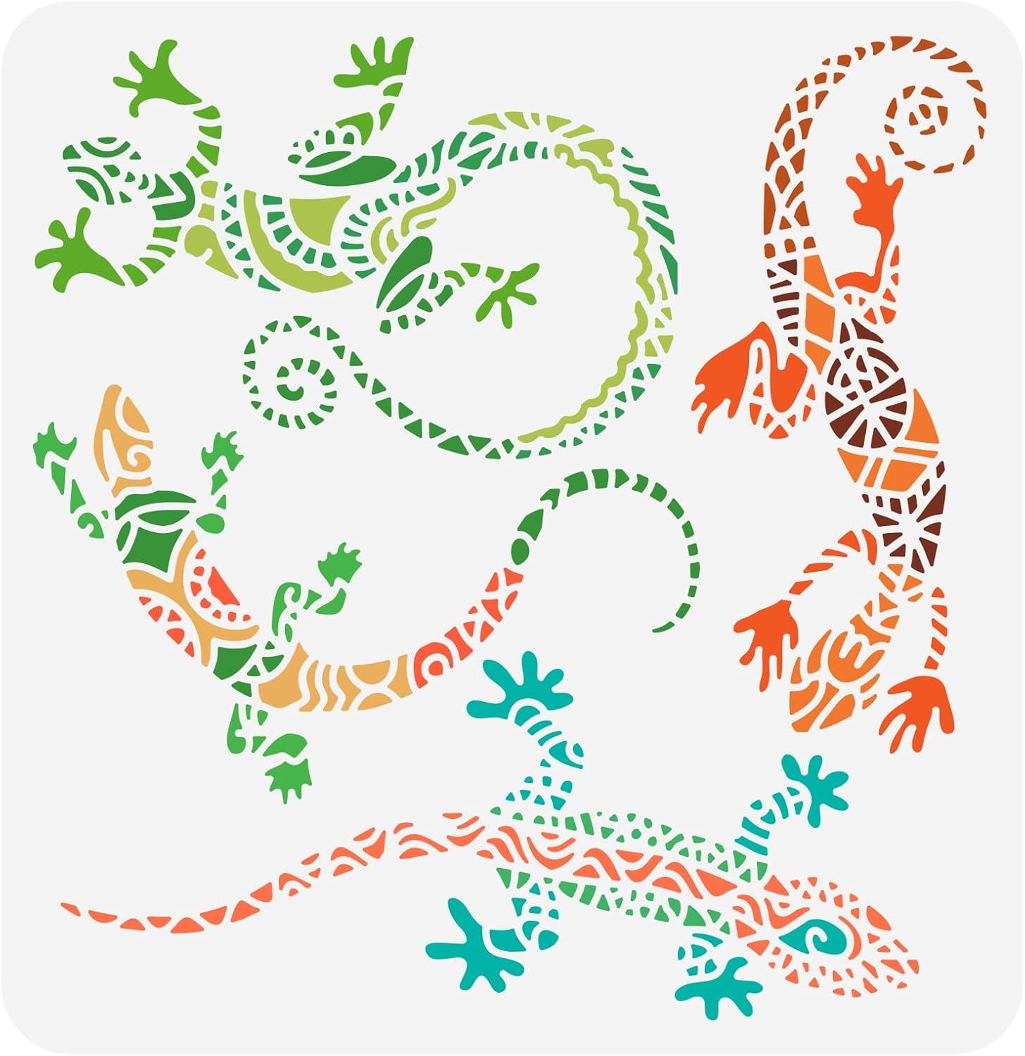 Geckos Stencil 11.8x11.8 inch Lizards Stencils Template Plastic Aztec ...