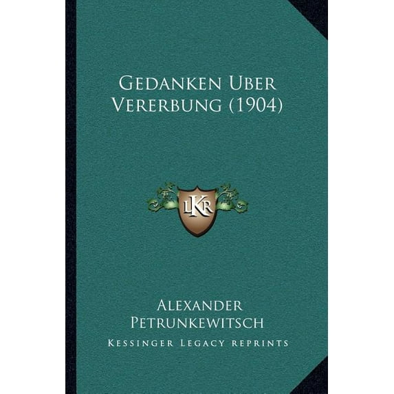 Gedanken Uber Vererbung (1904) (Paperback) - Walmart.com