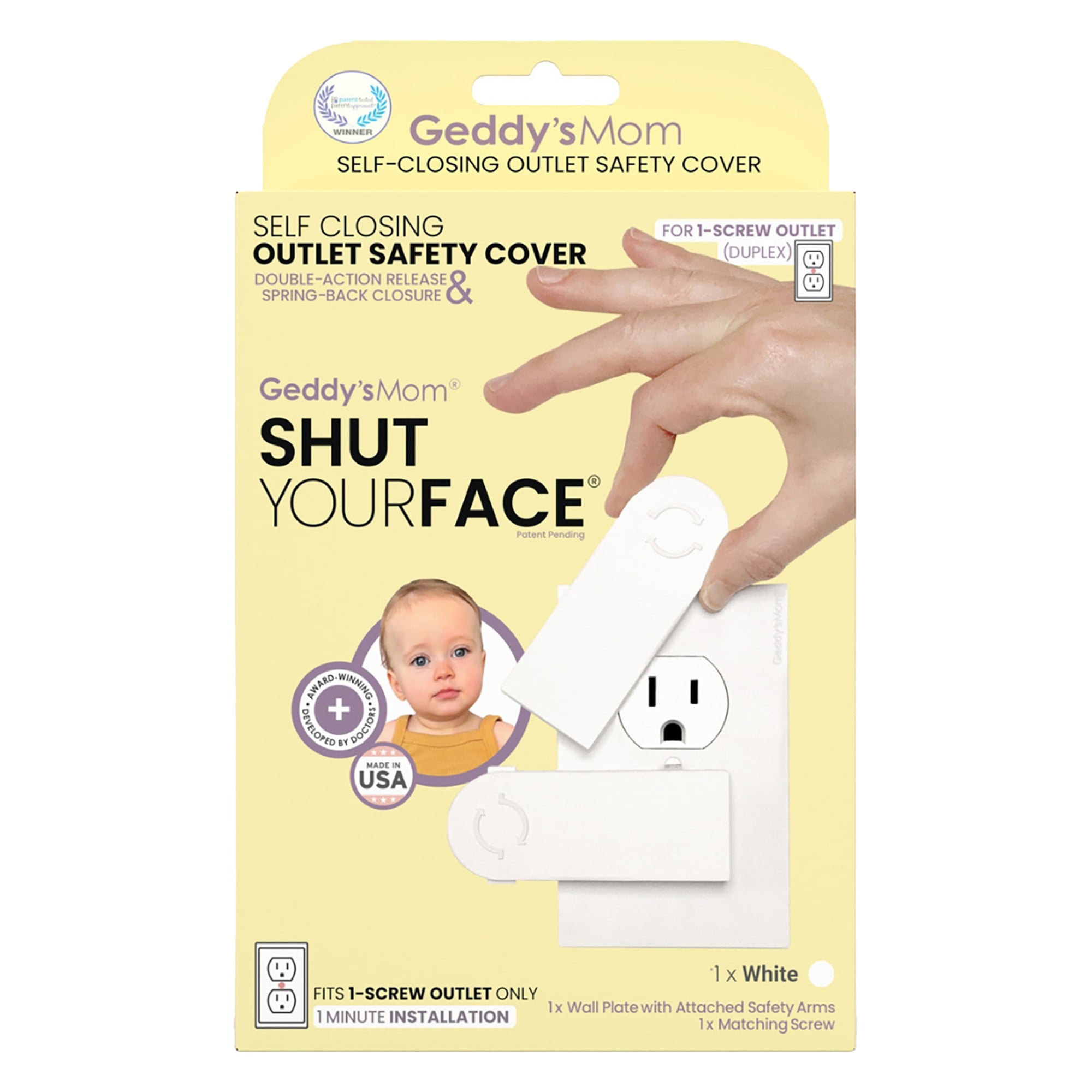 Geddy's Mom: Shut Your Face - White - Self-Closing Outlet Safety Cover ...