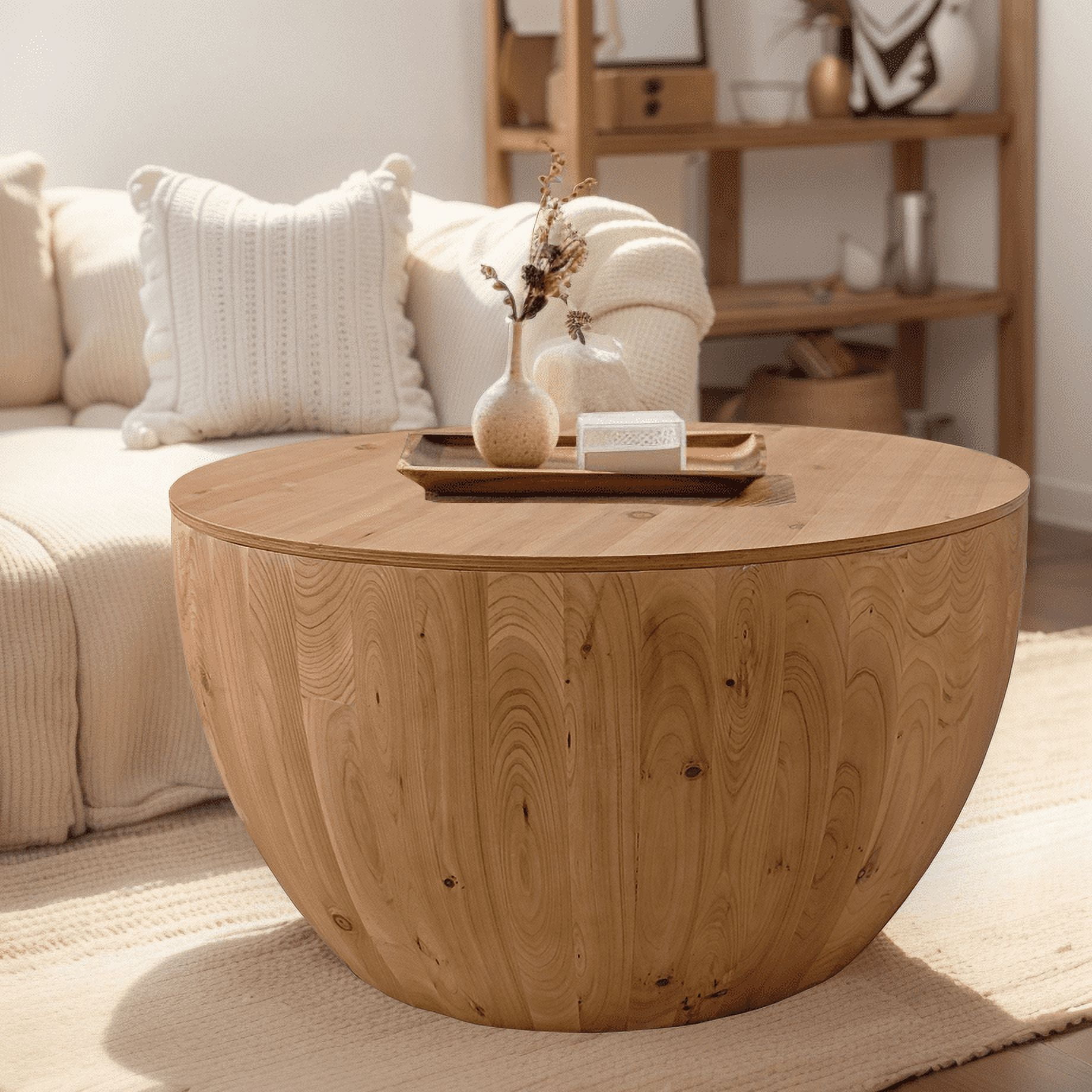 GeeHome 31.50"Vintage Style Bucket Shaped Coffee Table for Office ...