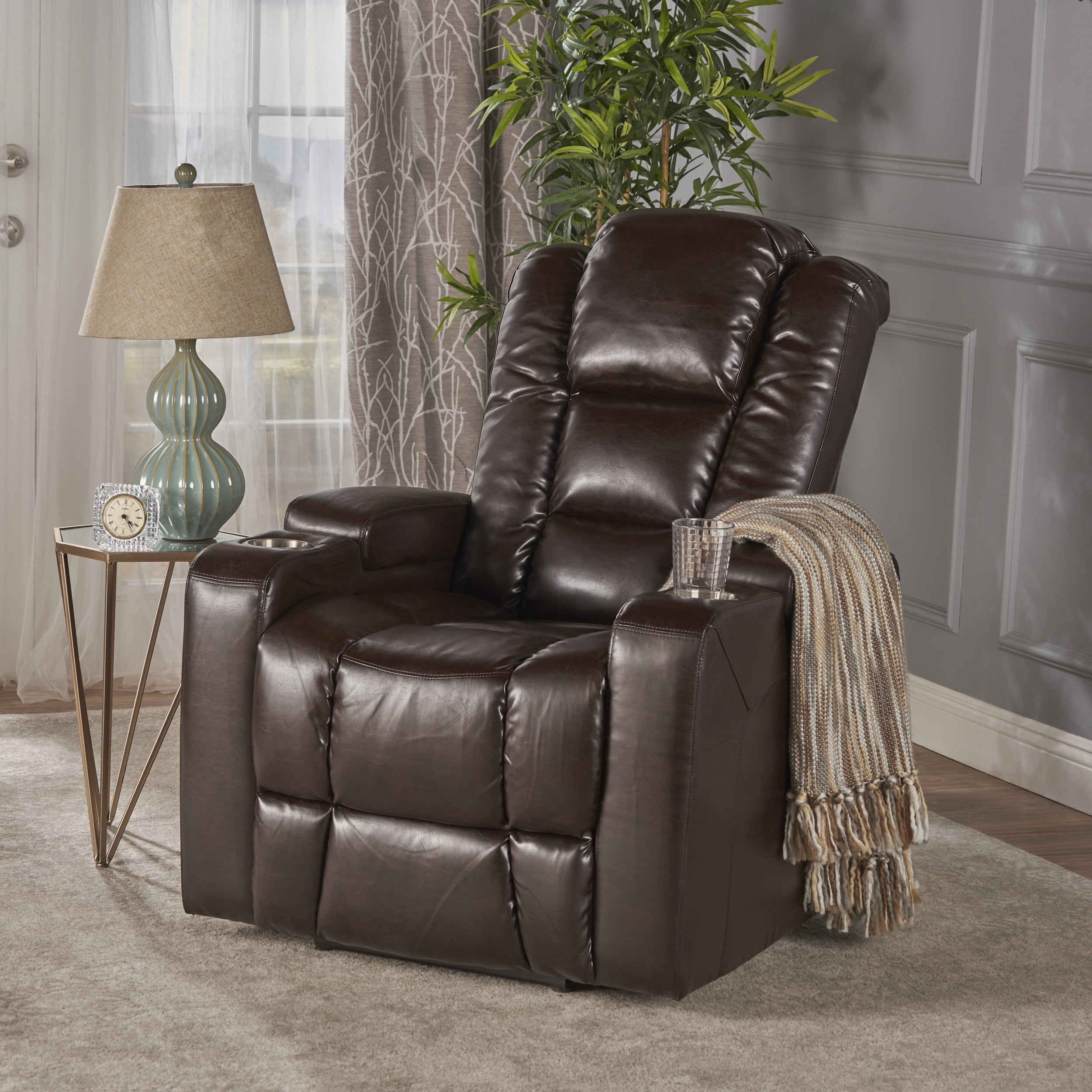 GeeHome 33" Wide Power Standard Recliner Chair with Arm Storage with ...