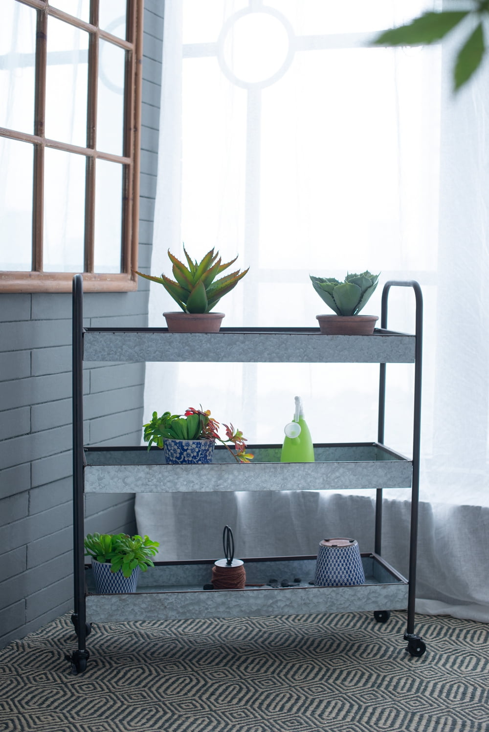 GeeHome 35x12.5x40" Homestead Galvanized Shelf Display 3-tier - Walmart.com