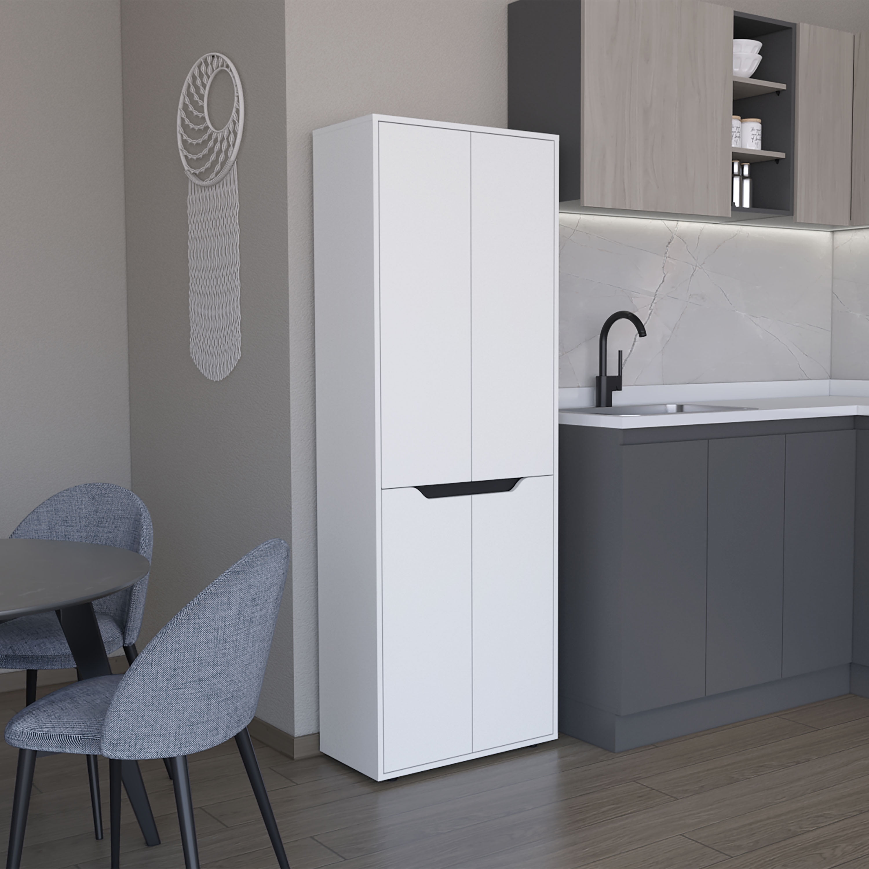 GeeHome Herrin Storage Cabinet Kitchen Pantry With Four Doors and and ...